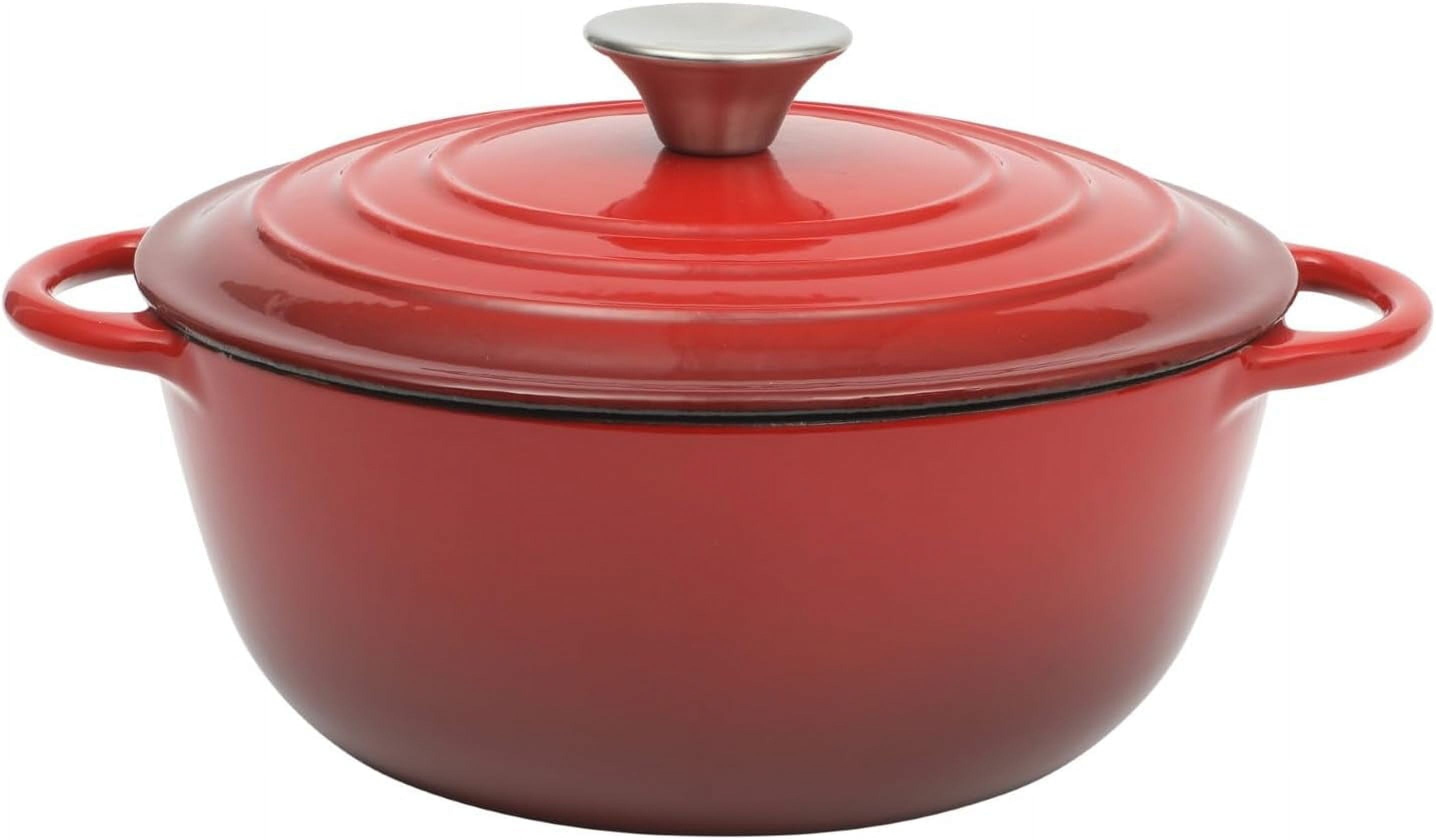 Addlestone 2.65 Quart Round Enamel Cast Iron Dutch Oven Pot With Lid & Dual Handles - Gradient ...