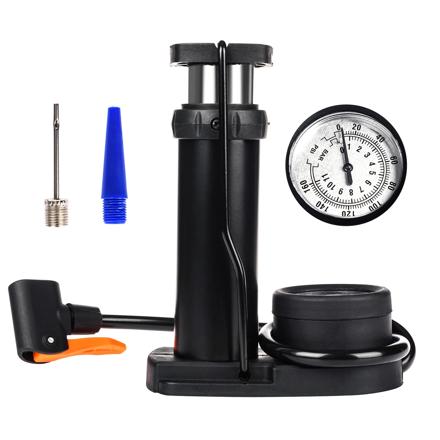 Addmotor Bike Pump, Mini Bicycle Foot Pump with Pressure Gauge, Bicycle ...