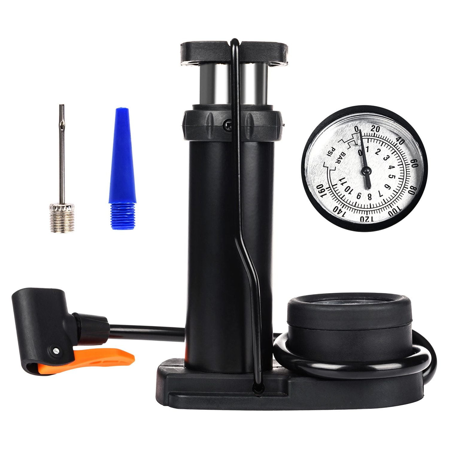 Addmotor Bike Pump, Mini Bicycle Foot Pump with Pressure Gauge, Bicycle ...