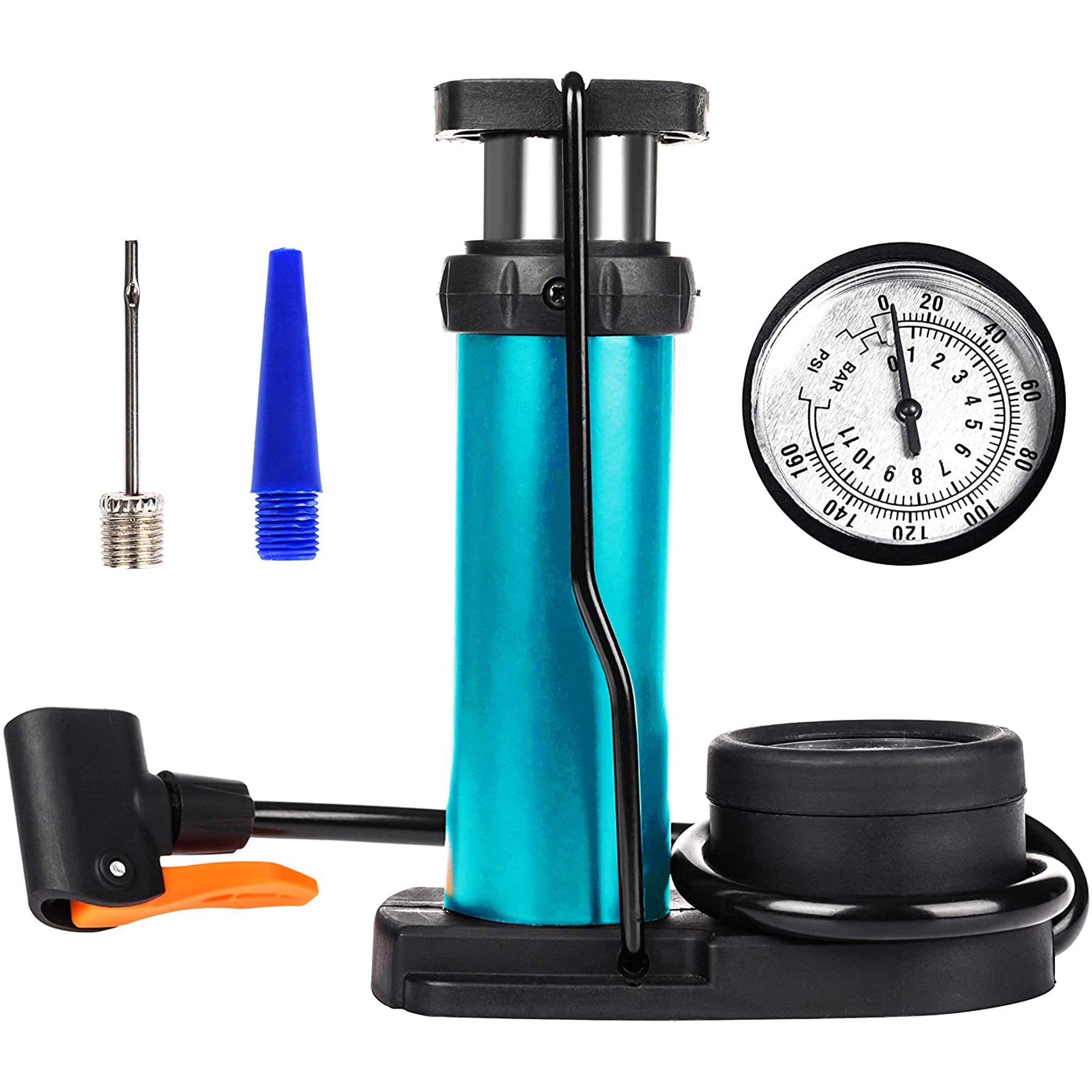 Addmotor Bike Pump, Mini Bicycle Foot Pump with Pressure Gauge, Bicycle ...