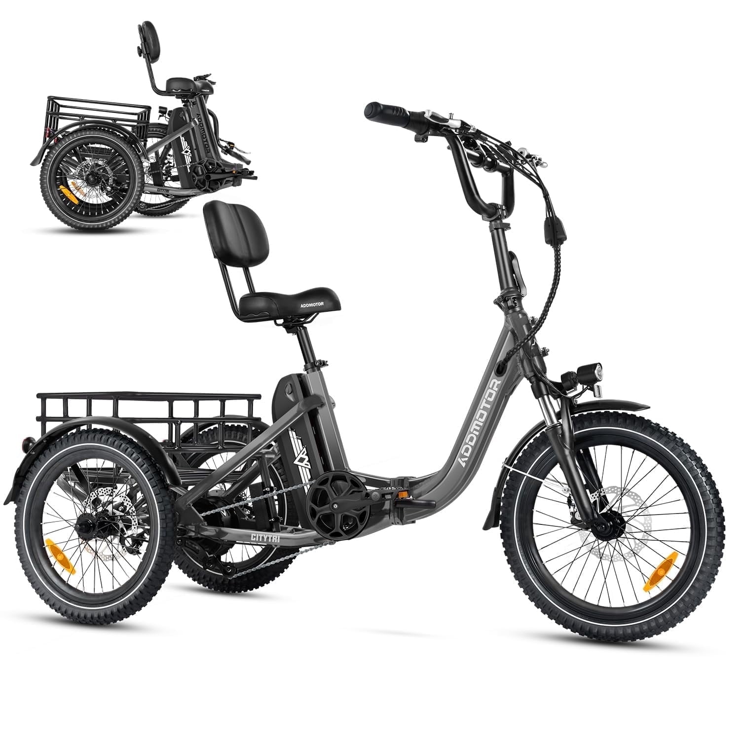 Addmotor Folding Electric Trike, 90MI Electric Tricycle for Adults ...