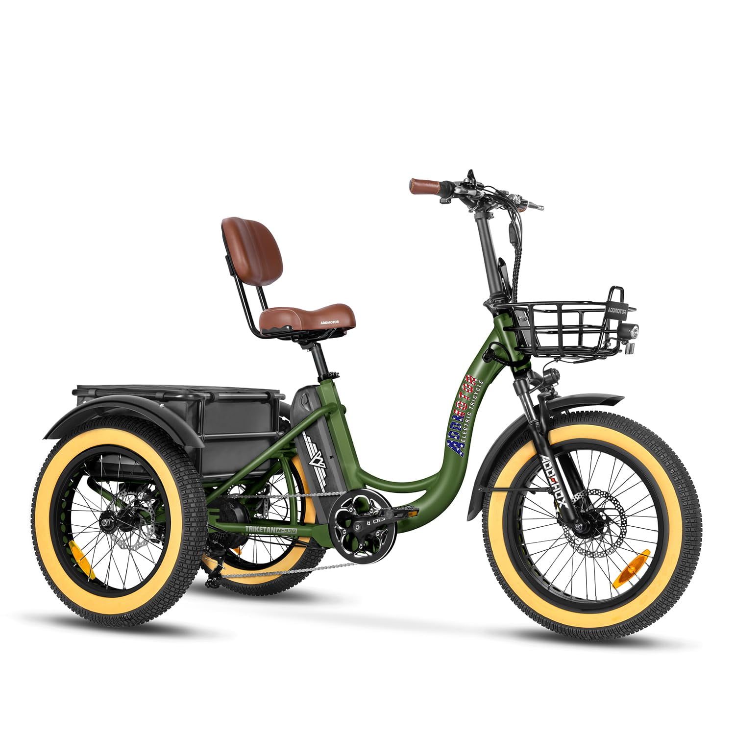 Addmotor M-330II Step-Thru Electric Trike, Fat Tire Tricycle with 750W ...