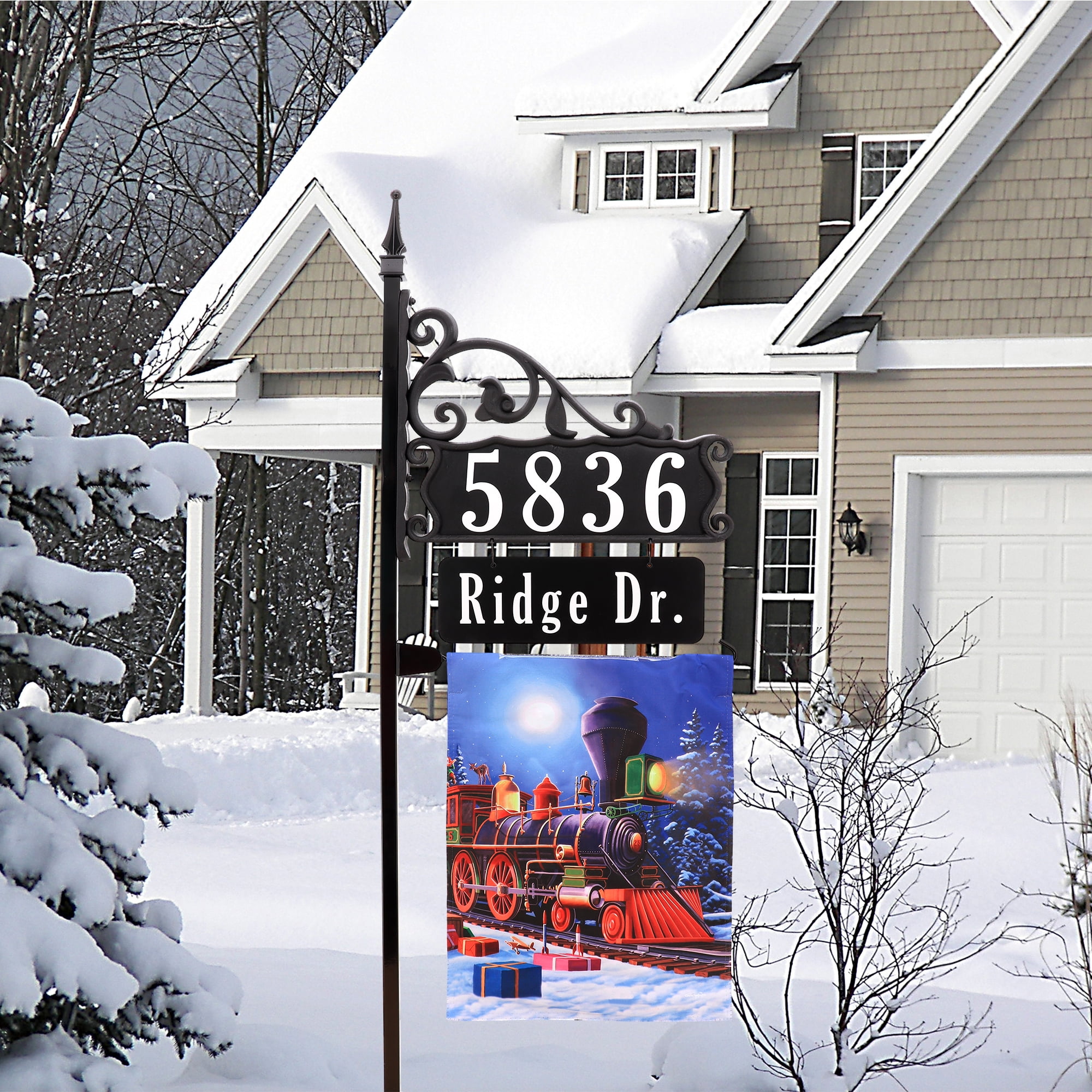 Address America Boardwalk Address Sign With Name Rider And Flag - 58 ...