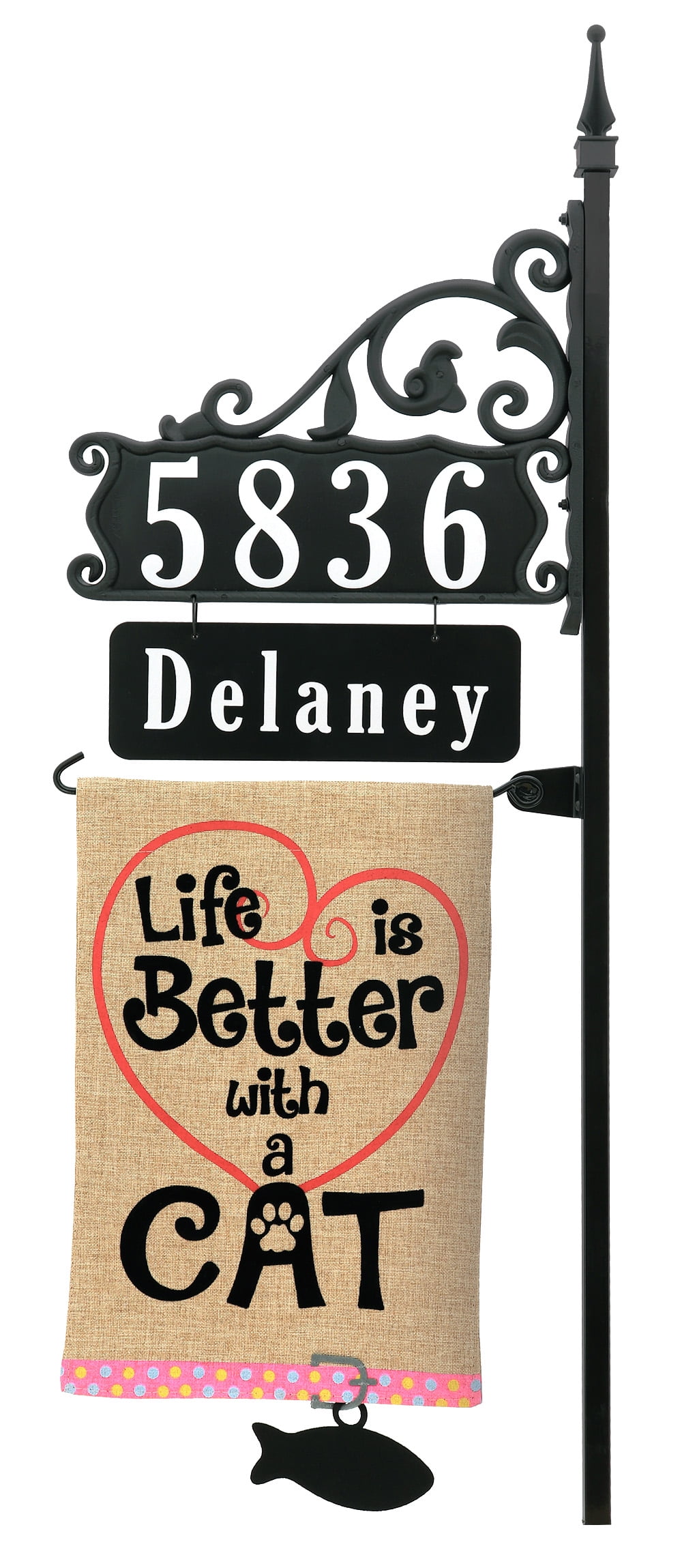 Address America Boardwalk Address Sign With Name Rider And Flag - 58 ...