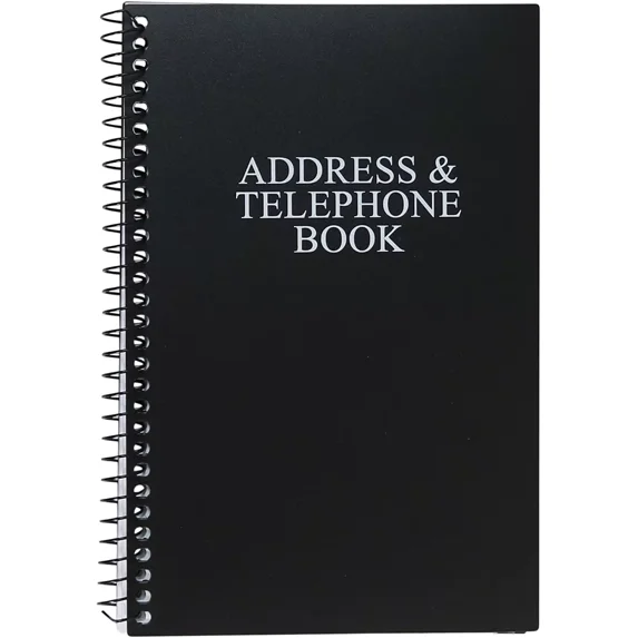 Address And Telephone Book, Black, 8 X 5 Inches For Organizing Names ...