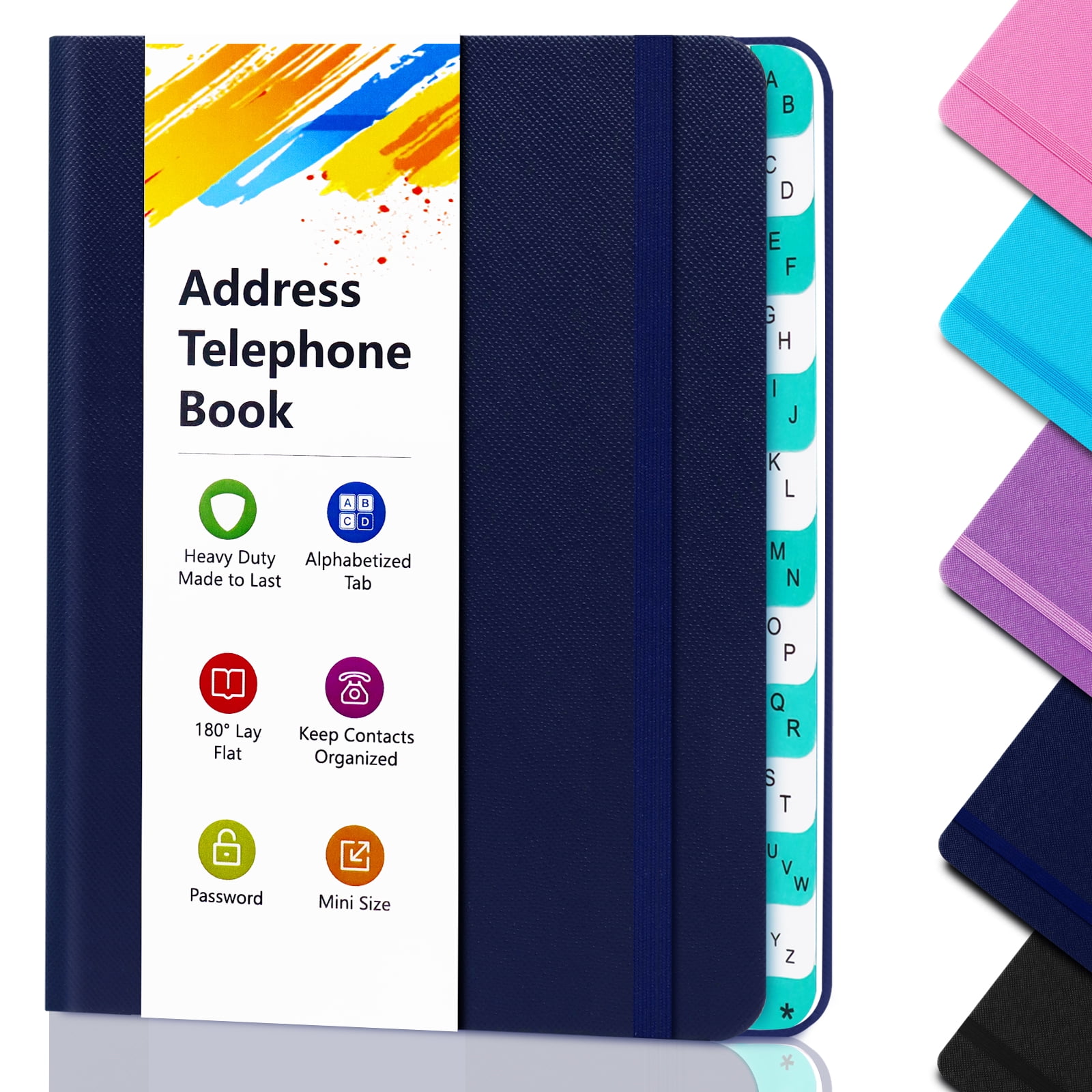 Address Book Small Pocket Size Hardback with Tabs, Telephone Address ...