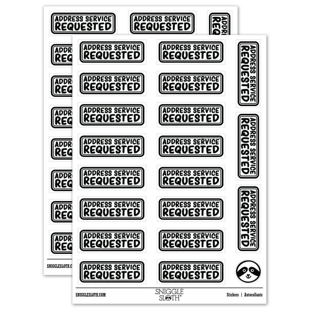 Address Service Requested Mail Sticker Set - White - Gloss Finish - 2. ...