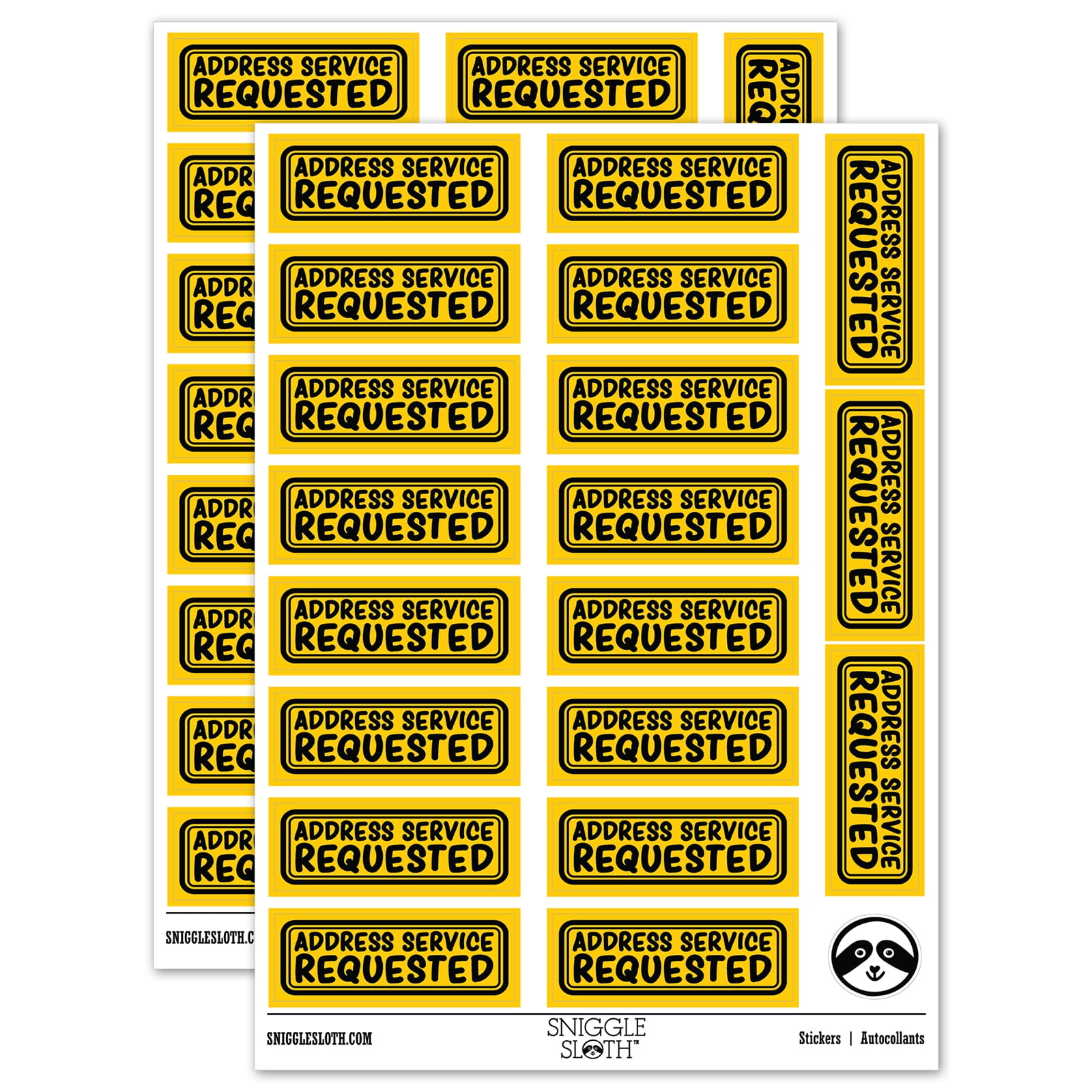 Address Service Requested Mail Sticker Set - Yellow - Matte Finish - 2. ...