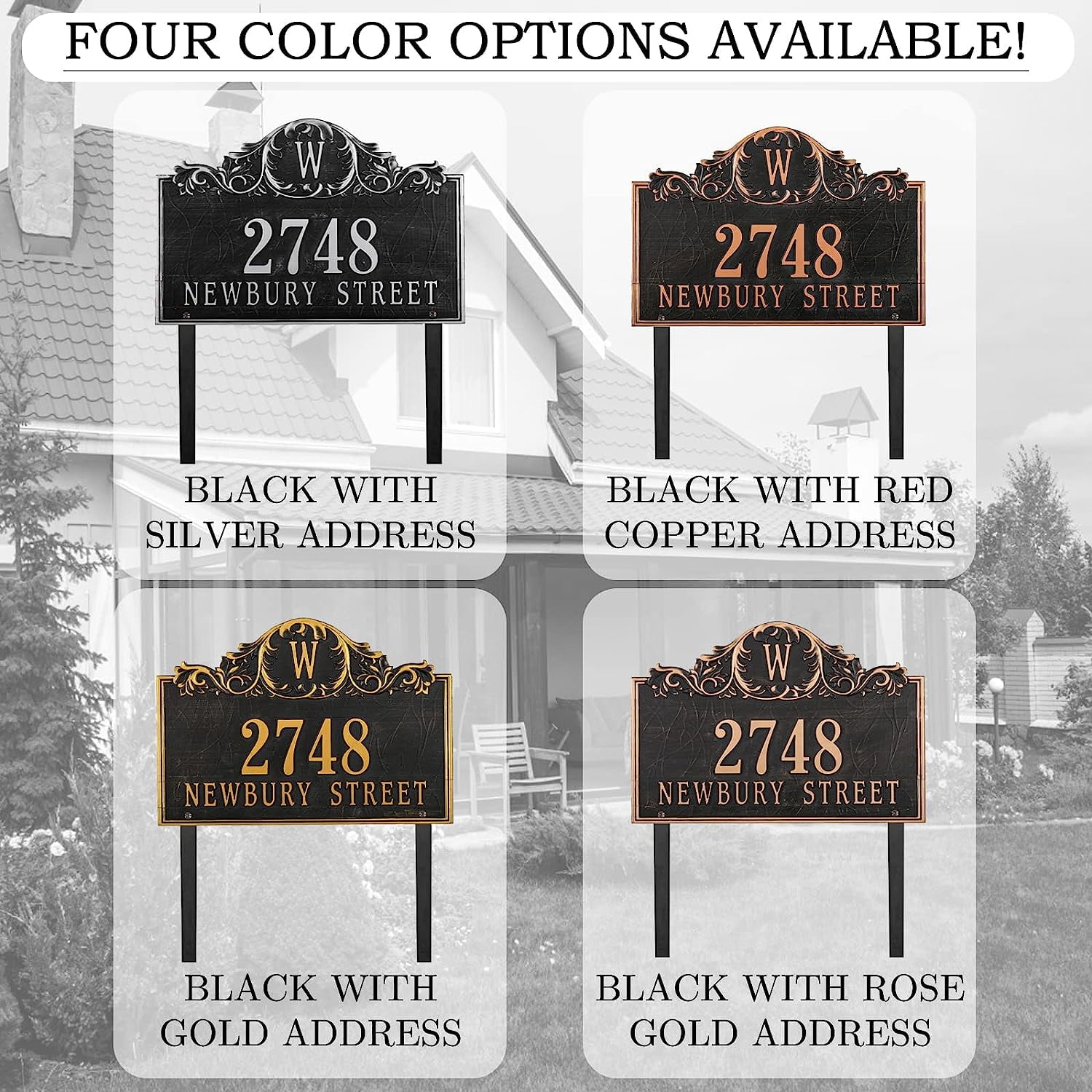 Address Sign Plaque Lawn Mounted - Personalized Metal Large House ...