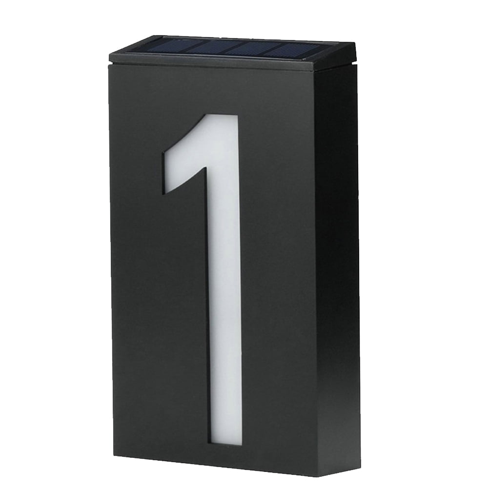 STRANDCHIC Solar Number Sign Black, Weatherproof Outdoor Address Plaque ...