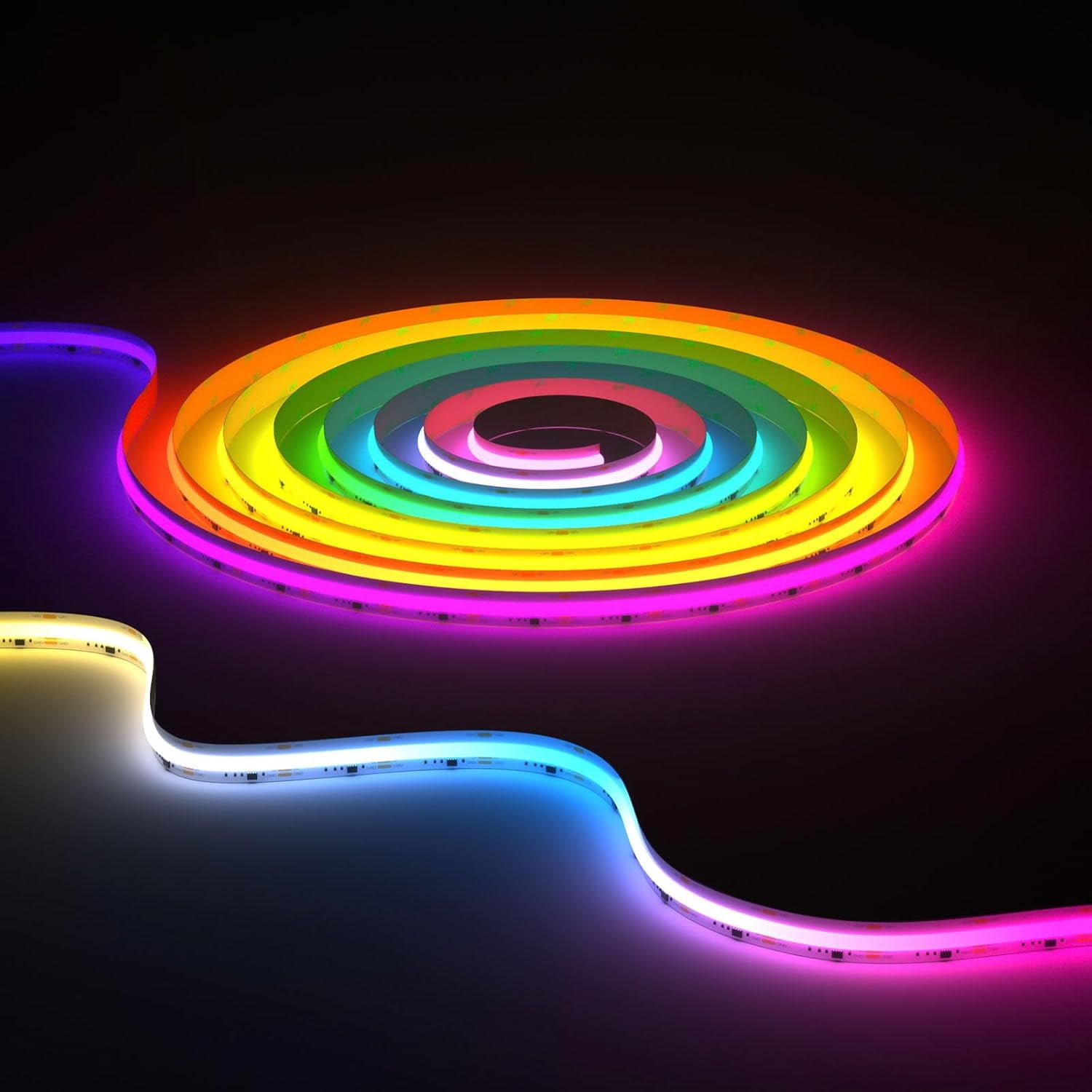 Addressable COB LED Flexible Strip Light 12V 16.4ft RGB Smart IC Tape ...