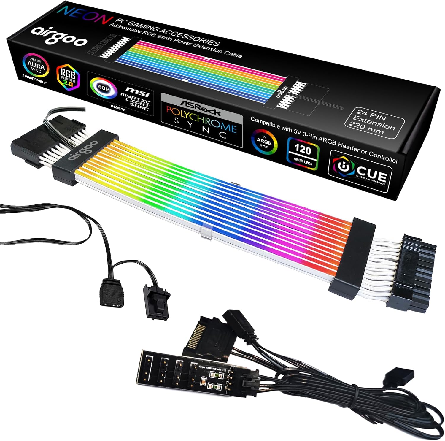 Addressable RGB Power Extension Cable V2, Flexible Diffused RGB 24 Pin ...