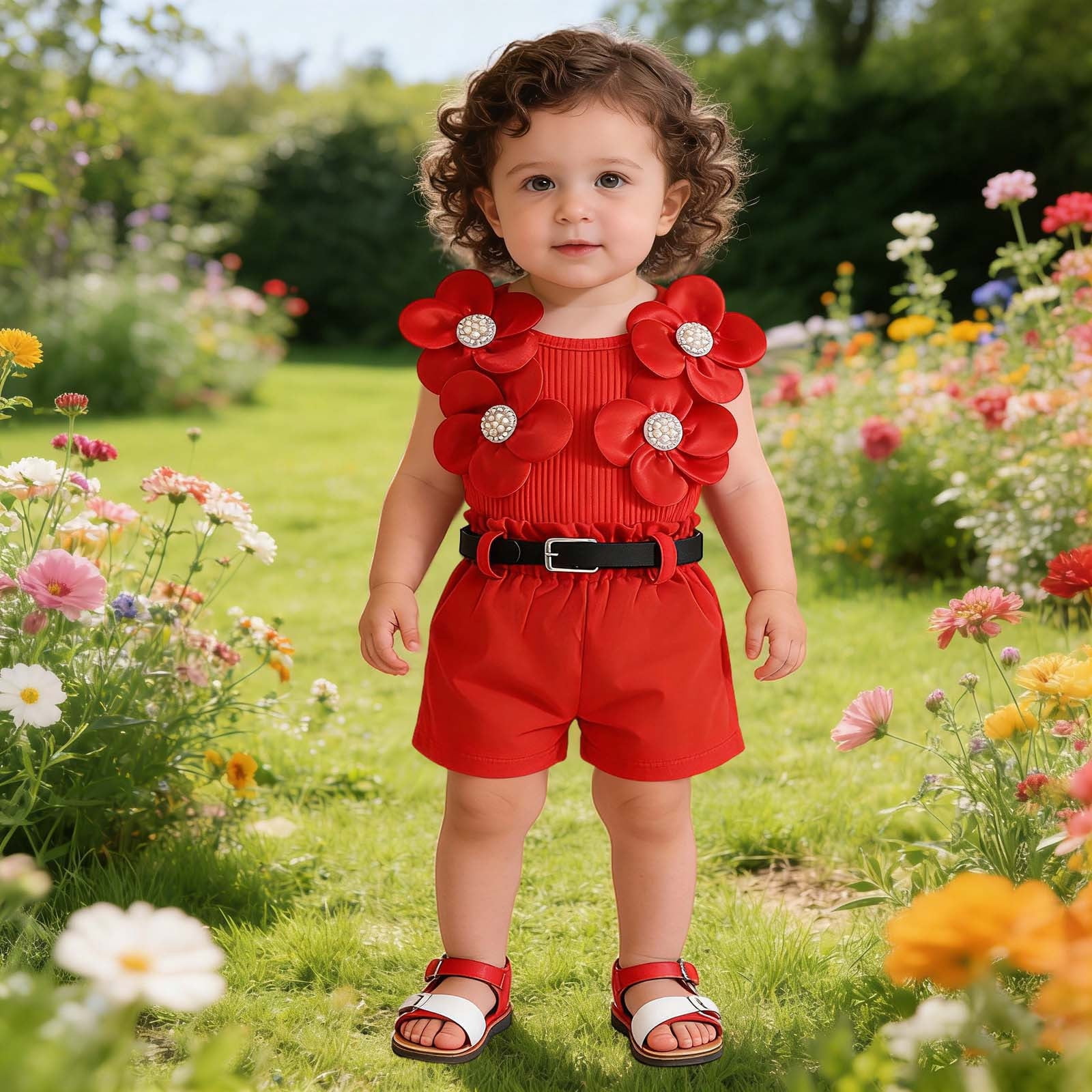 Adeawade 18-24 Months Cute Clothing Sleeveless Round Neck Summer Floral ...