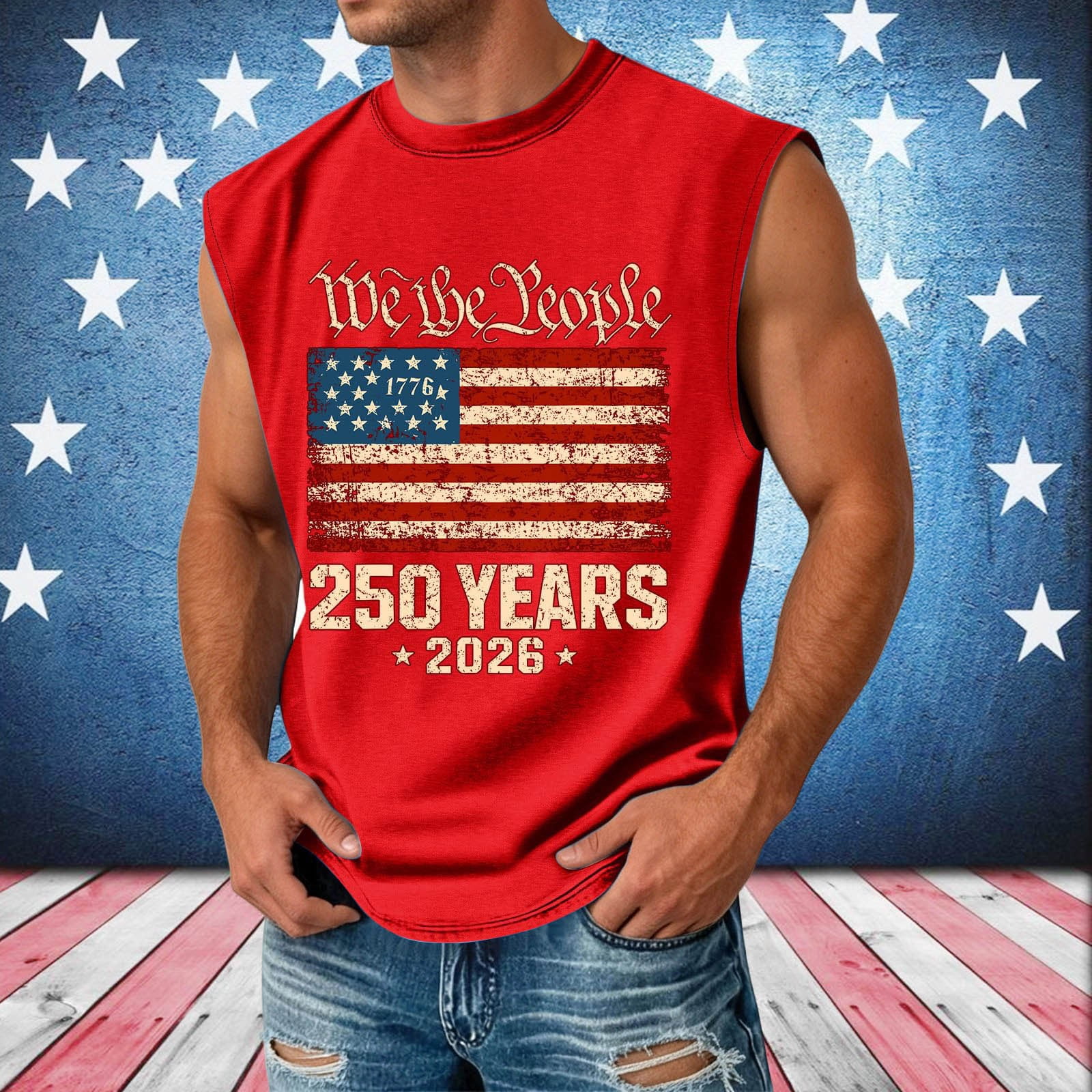 Adeawade 4Th Of July Tank Tops For Mens Independent Day Round Neck ...