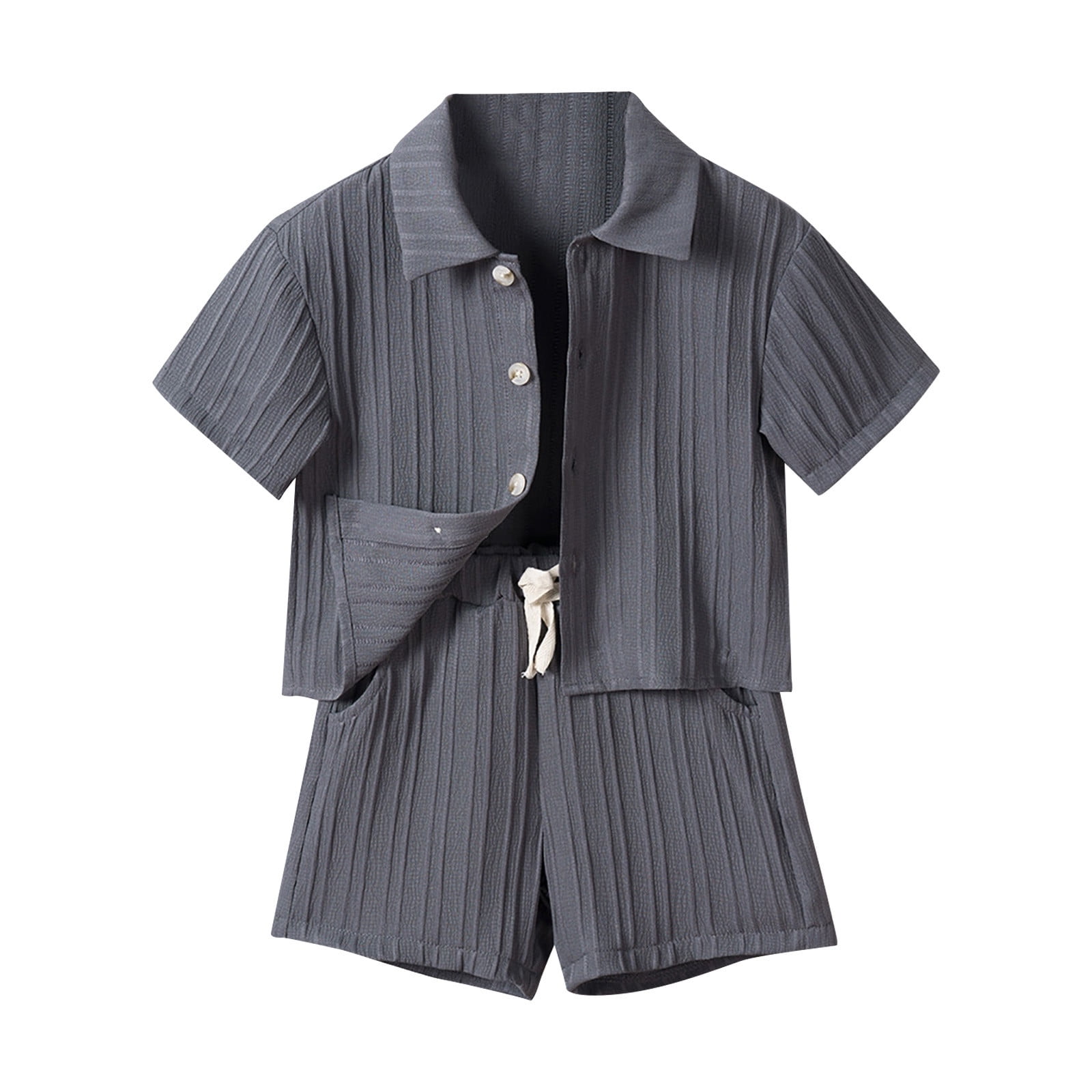 Adeawade Boy Outfits Short Sleeve Baby Ribbed Button Down Shirt Tops ...
