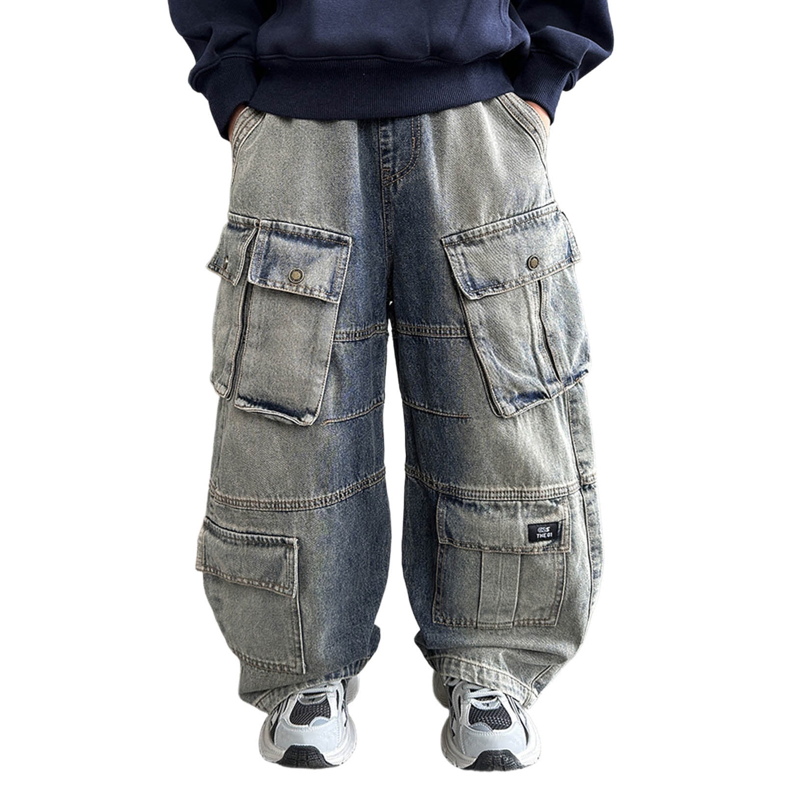 Adeawade Boy Pants Straight Leg Cargo Pants Autumn Denim Workwear ...