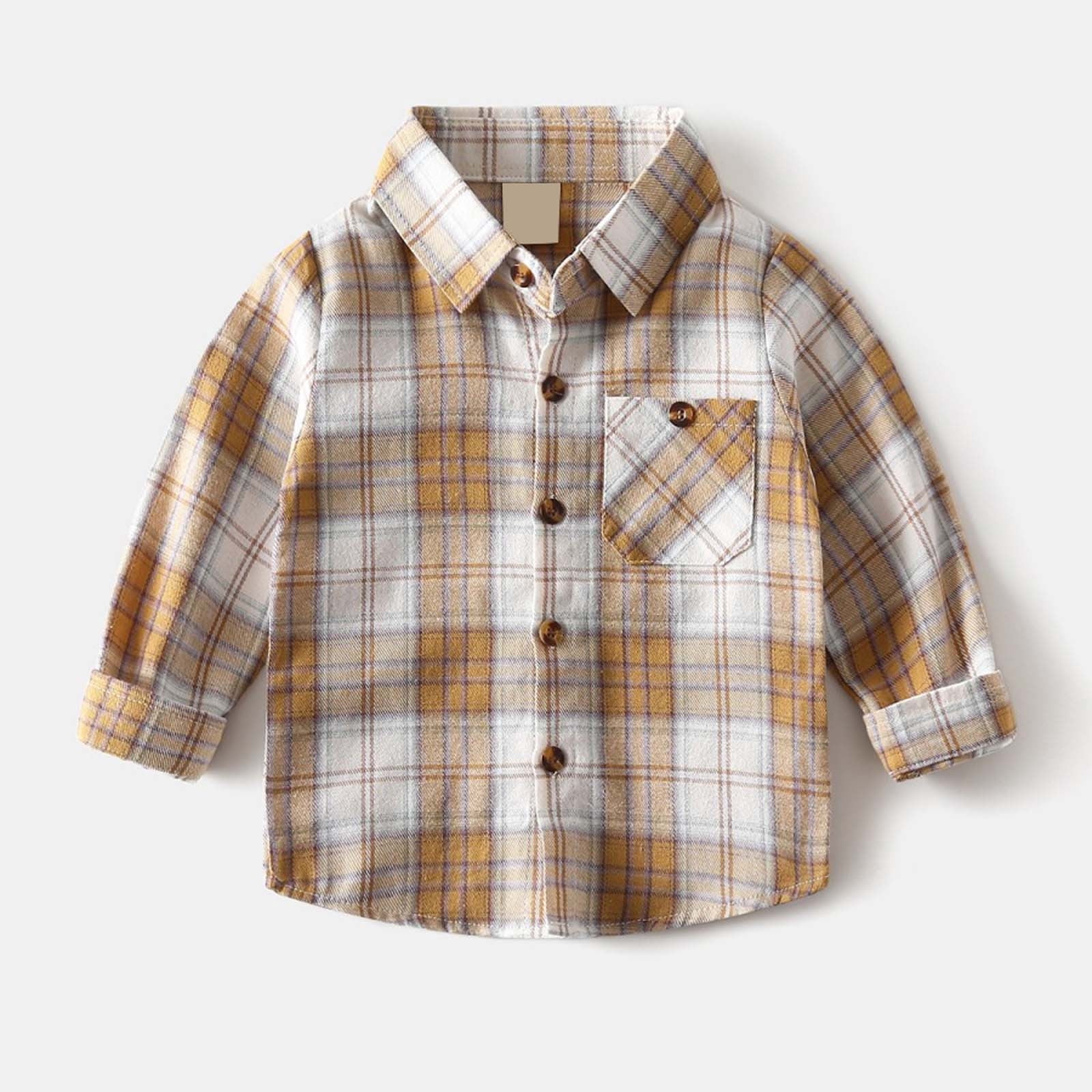 Adeawade Boy Tops Long Sleeve Blouse Boys Plaid Print Shirt Button Down ...