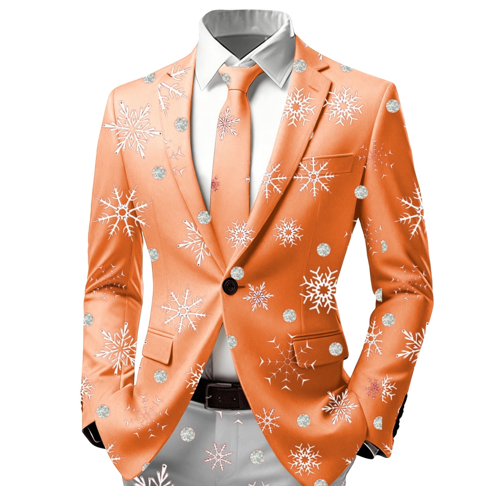 Adeawade Christmas Blazers Coat For Men Long Sleeve Button Down Jacket ...