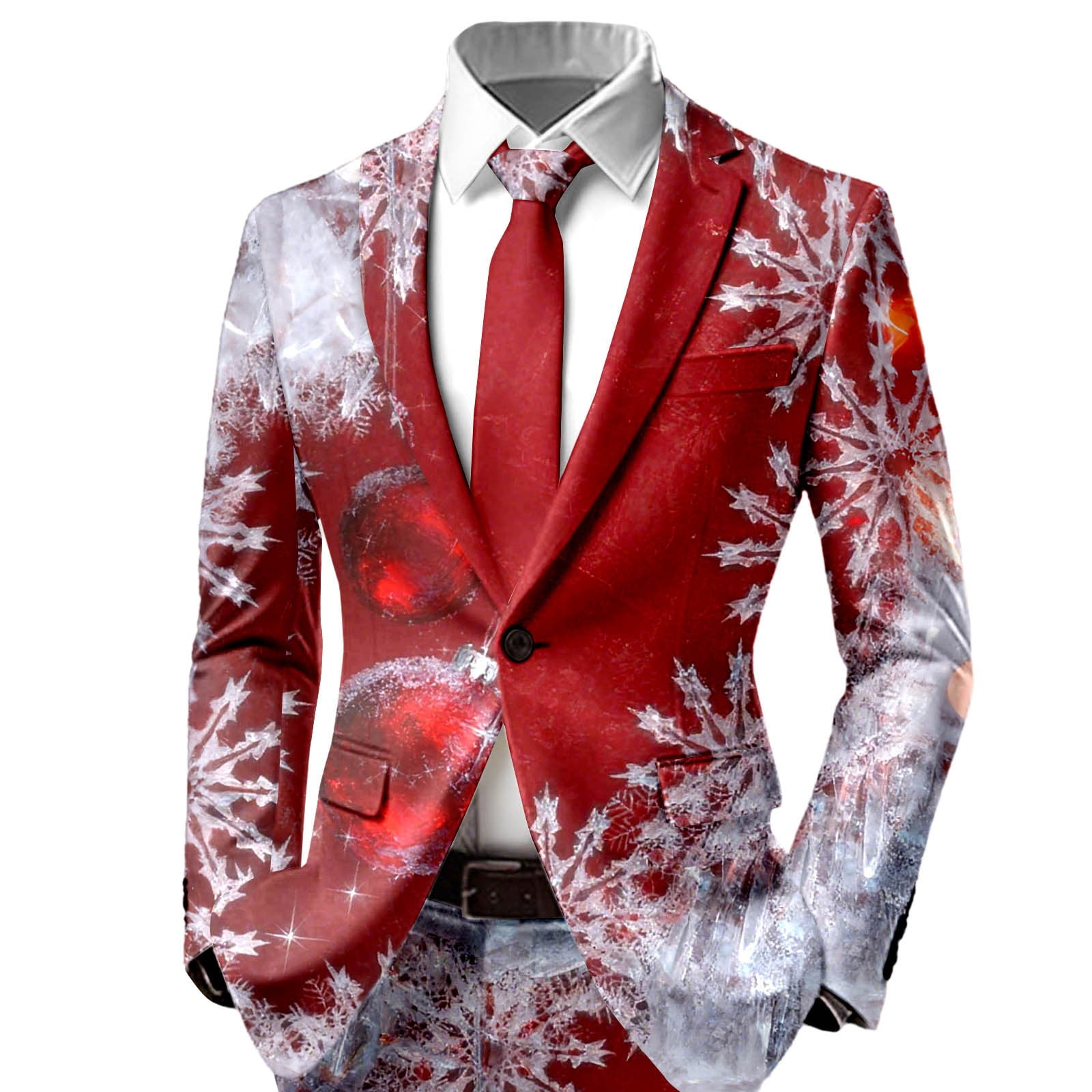 Adeawade Christmas Blazers Jacket For Men 2025 Long Sleeve Snowflake ...