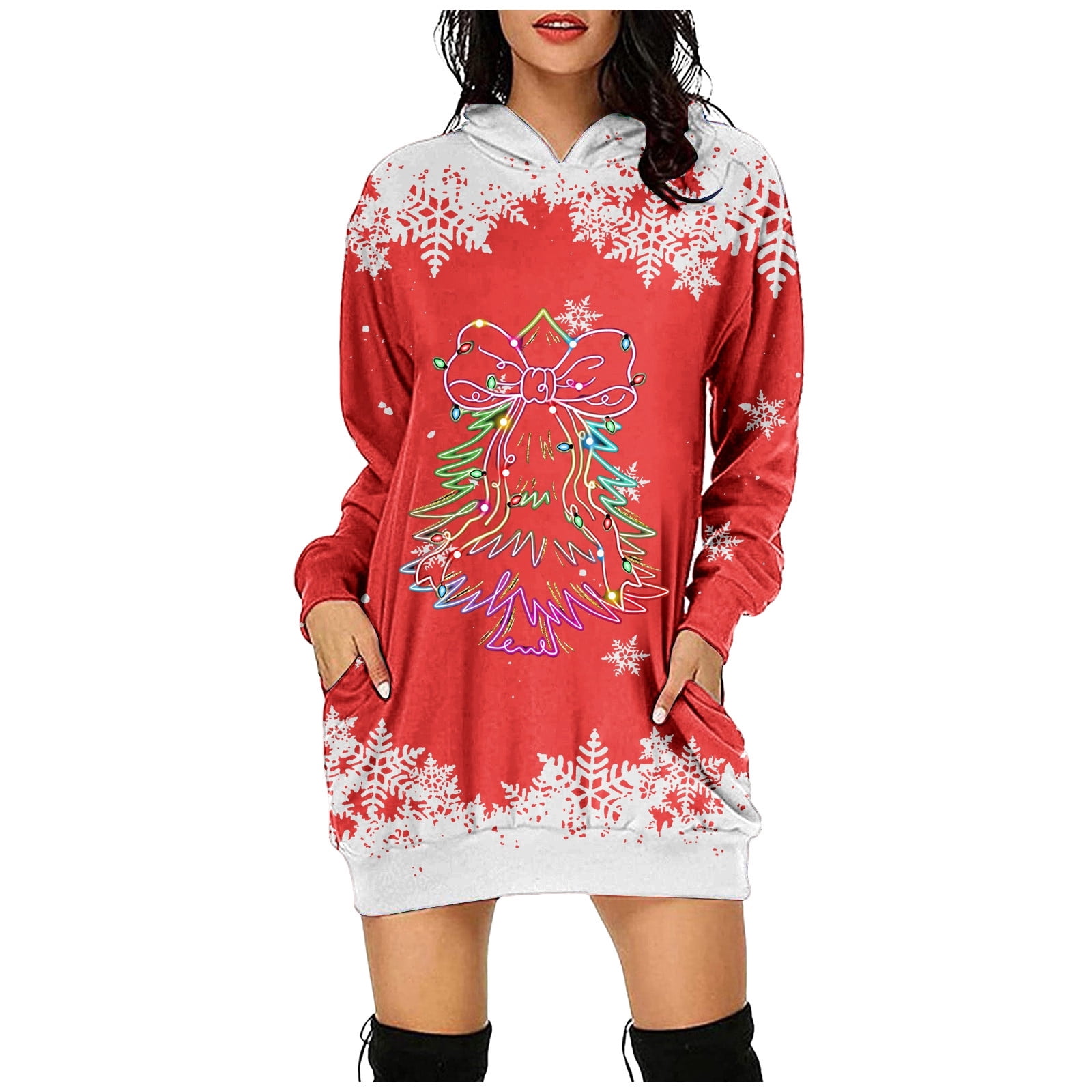 Adeawade Christmas Dress For Women Autumn Winter Ladies Xmas Colorful ...