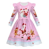 Adeawade Christmas Dresses For Girls Long Sleeve Child Santa Claus ...