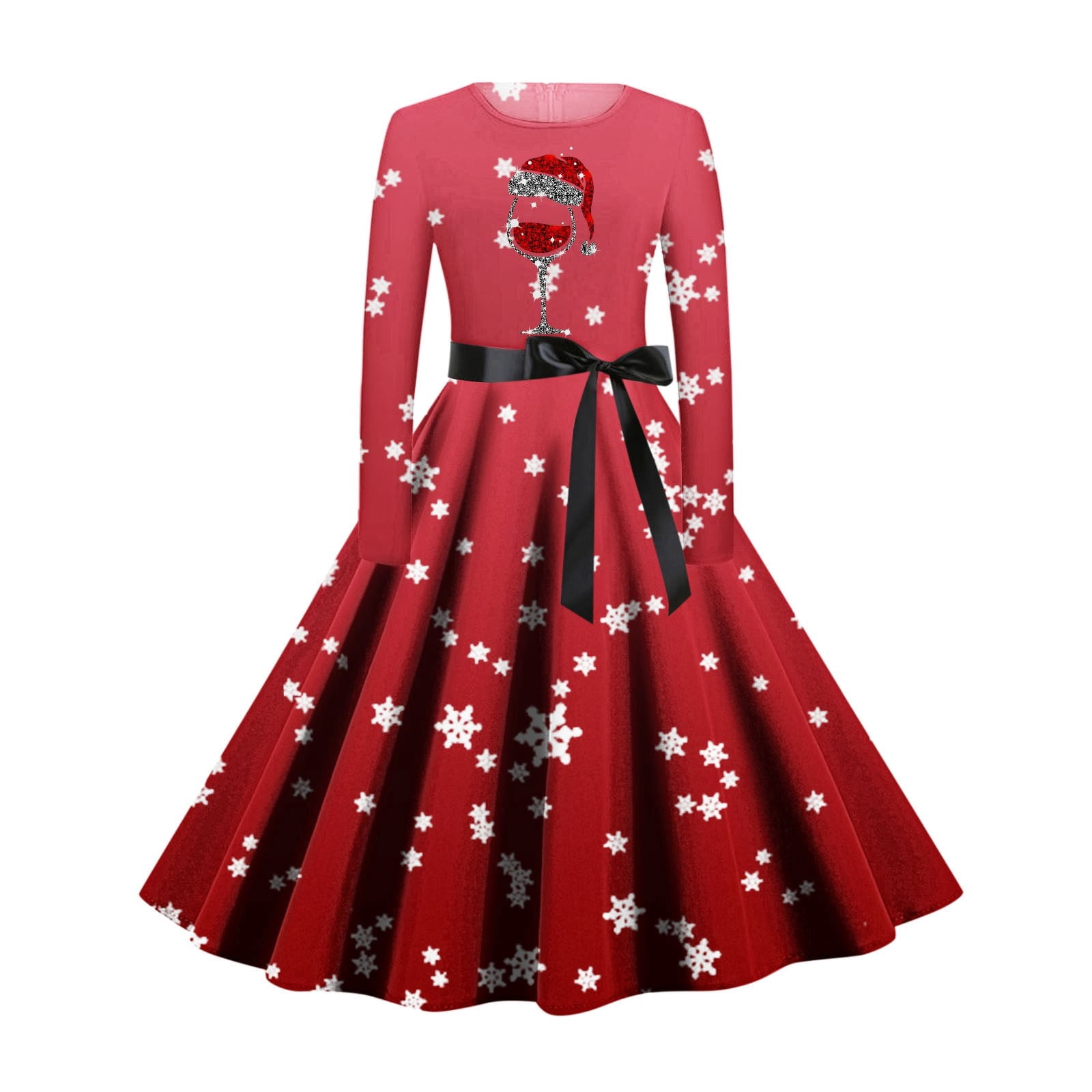 Adeawade Christmas Dresses For Women 2025 Festive Bow Tie Neck Maxi ...