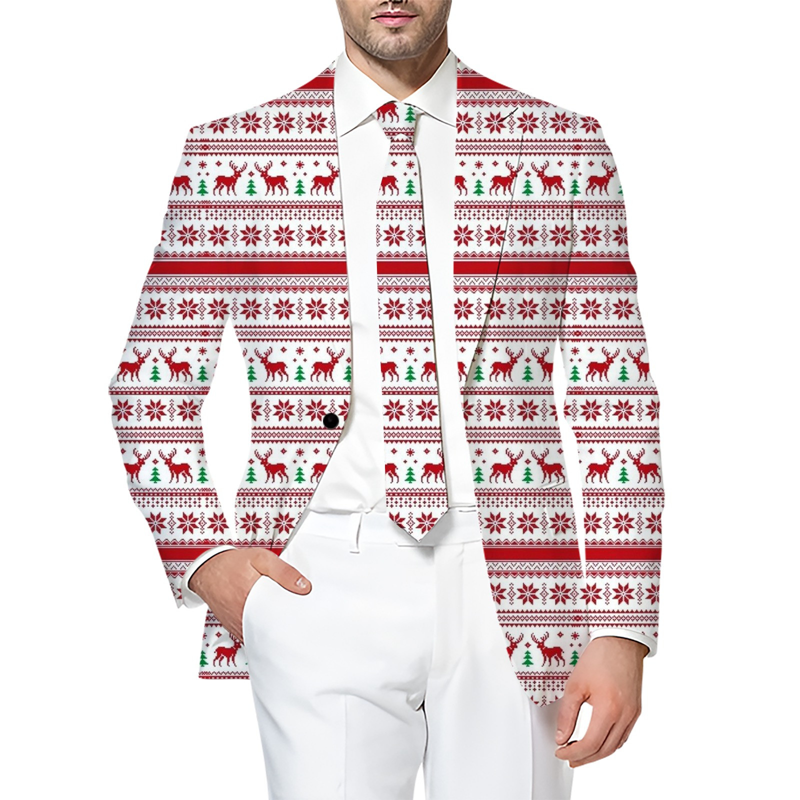 Adeawade Christmas Jacket For Men Long Sleeve Jacket Attire Classic ...