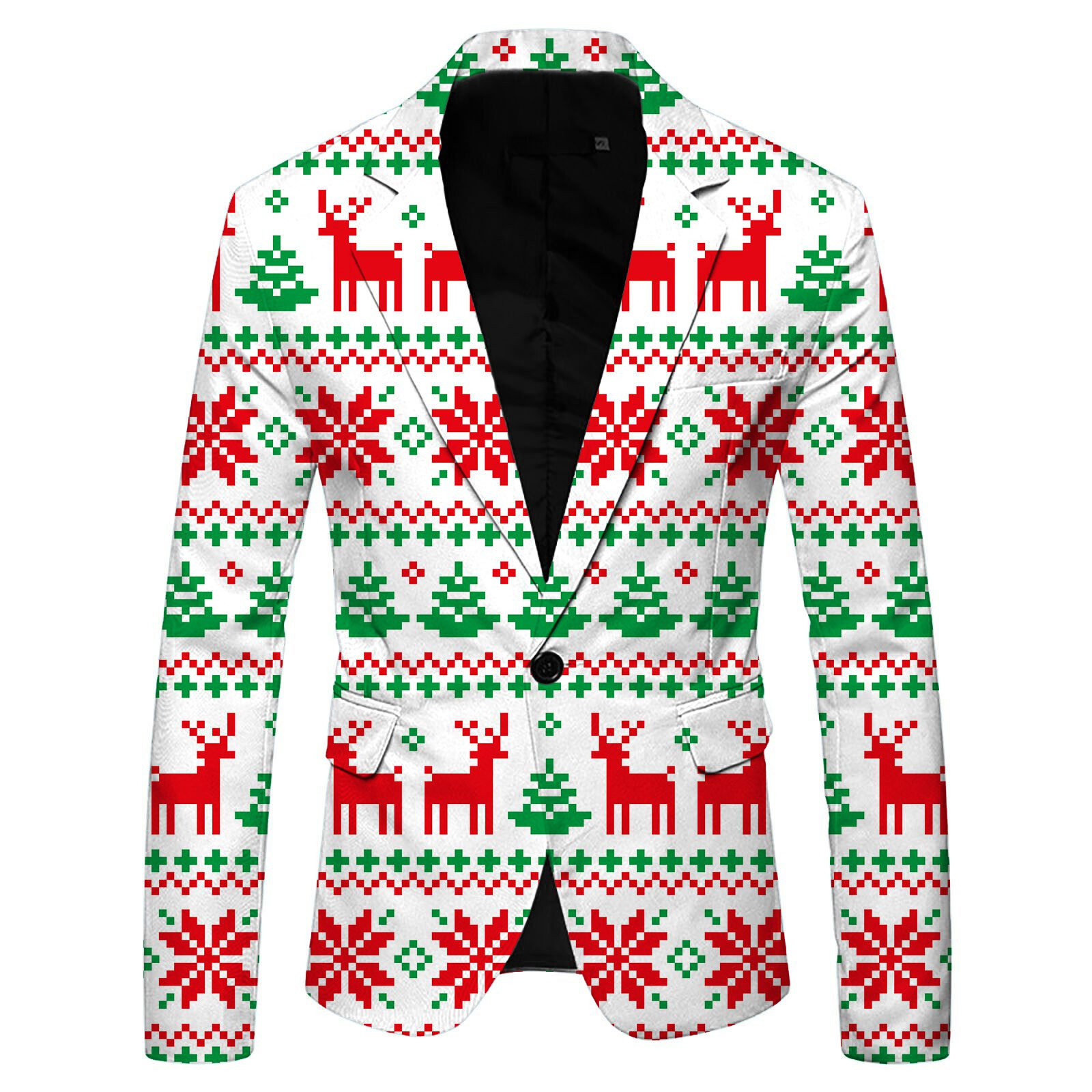 Adeawade Christmas Men Blazers Coat Collared Neck Jacket Cartoon ...