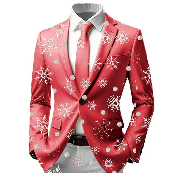 Adeawade Christmas Men Blazers Jacket Long Sleeve Button Down Jacket ...