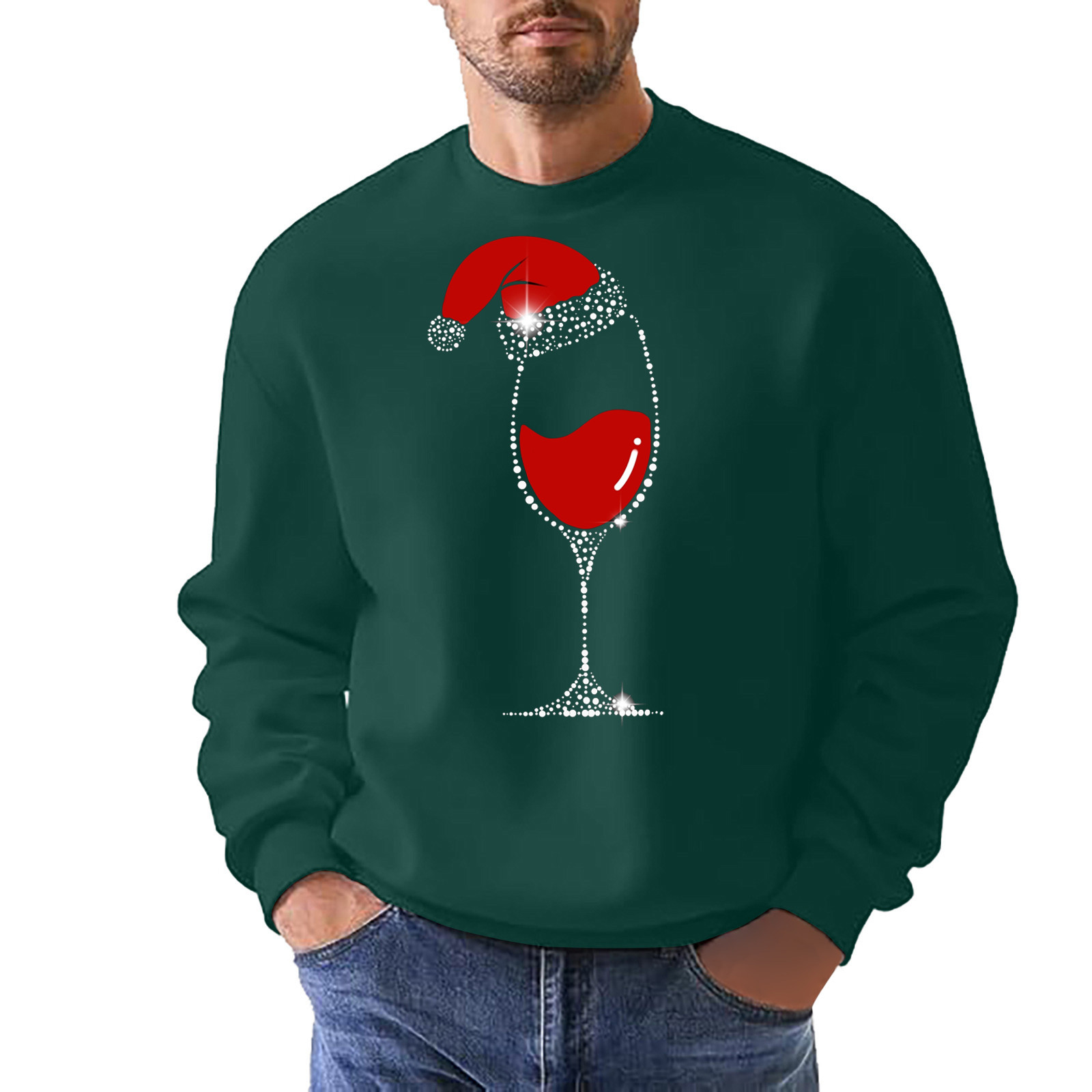 Adeawade Christmas Men Sweatshirt Glass Prints Turtle Neck Blouse Men'S ...