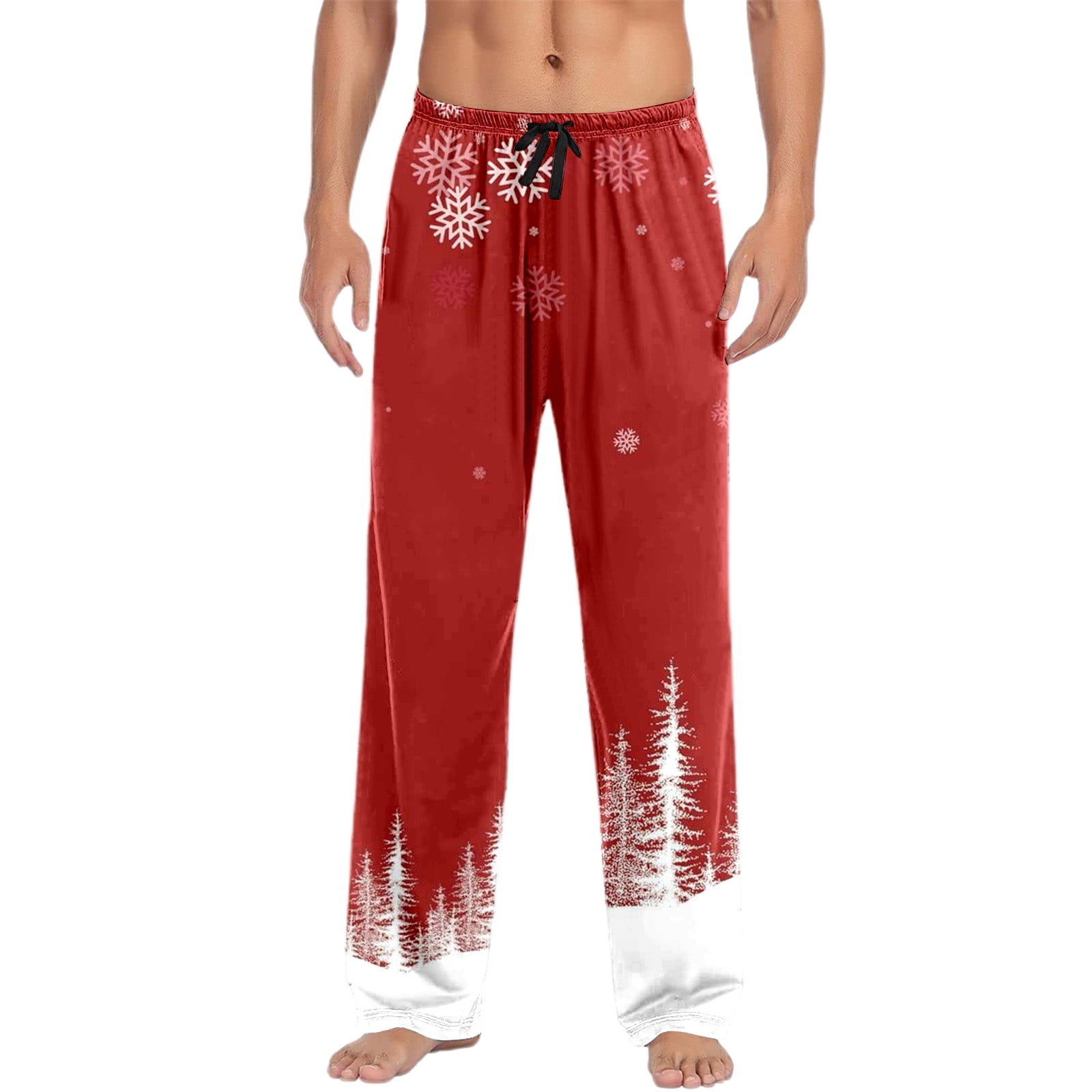 Adeawade Christmas Mens Pants Wide Leg With Drawstring Elastic Waist ...