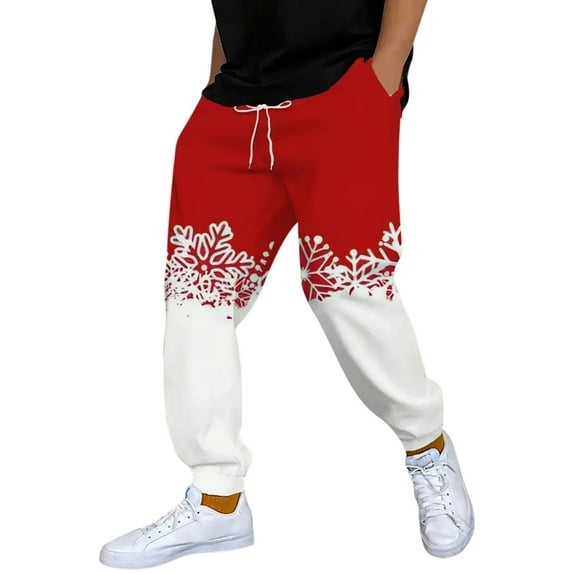 Adeawade Christmas Pajama Pants Mens Xmas Drawstring Loose Pants ...