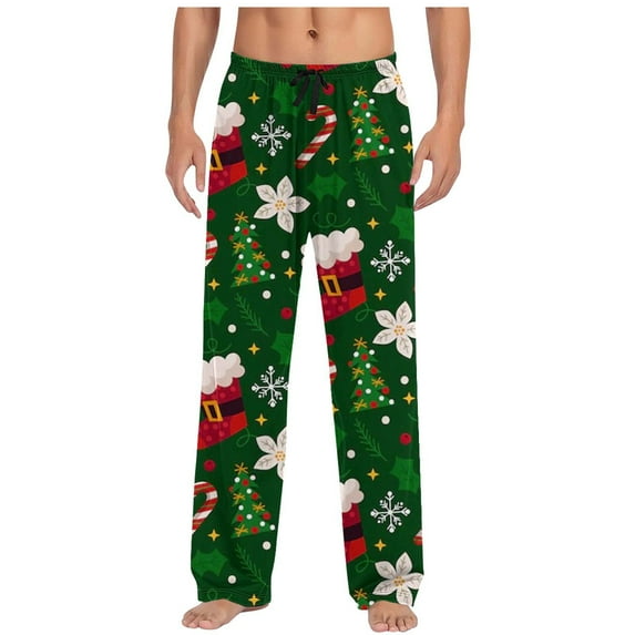 Adeawade Christmas Pajama Pants Mens Xmas Drawstring Pajama Pants With ...