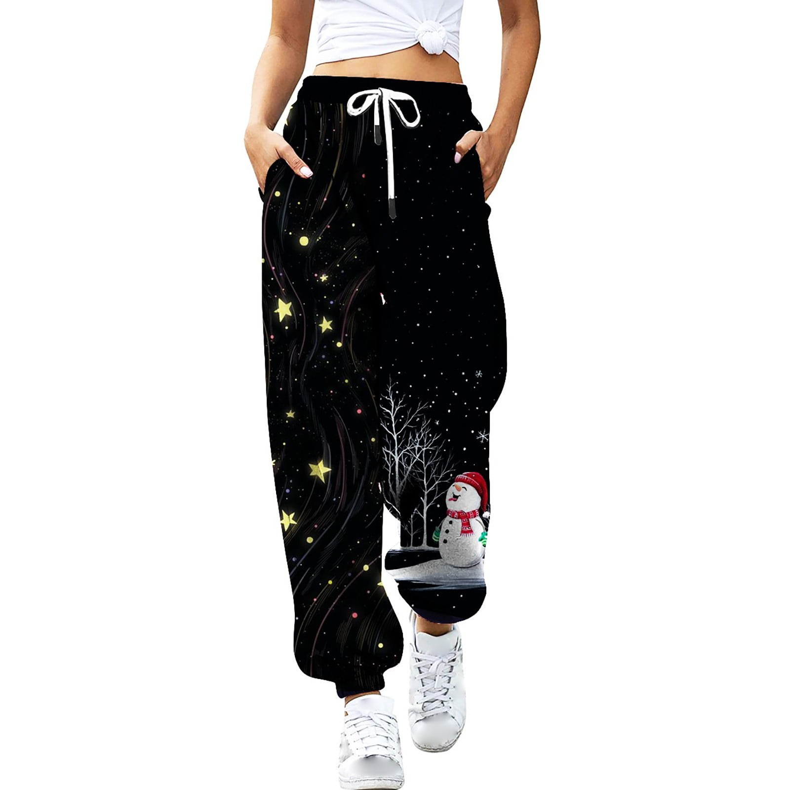 Adeawade Christmas Pajmas Pants For Women Winter High Waist Ladies ...