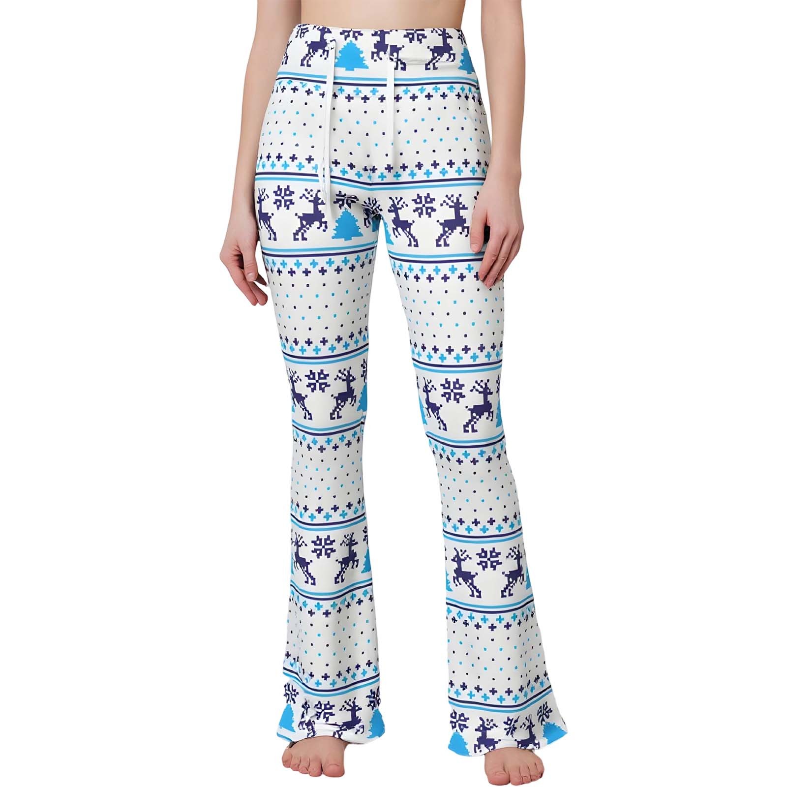 Adeawade Christmas Pajmas Pants For Women Xmas Festiveflare Leg Pants ...