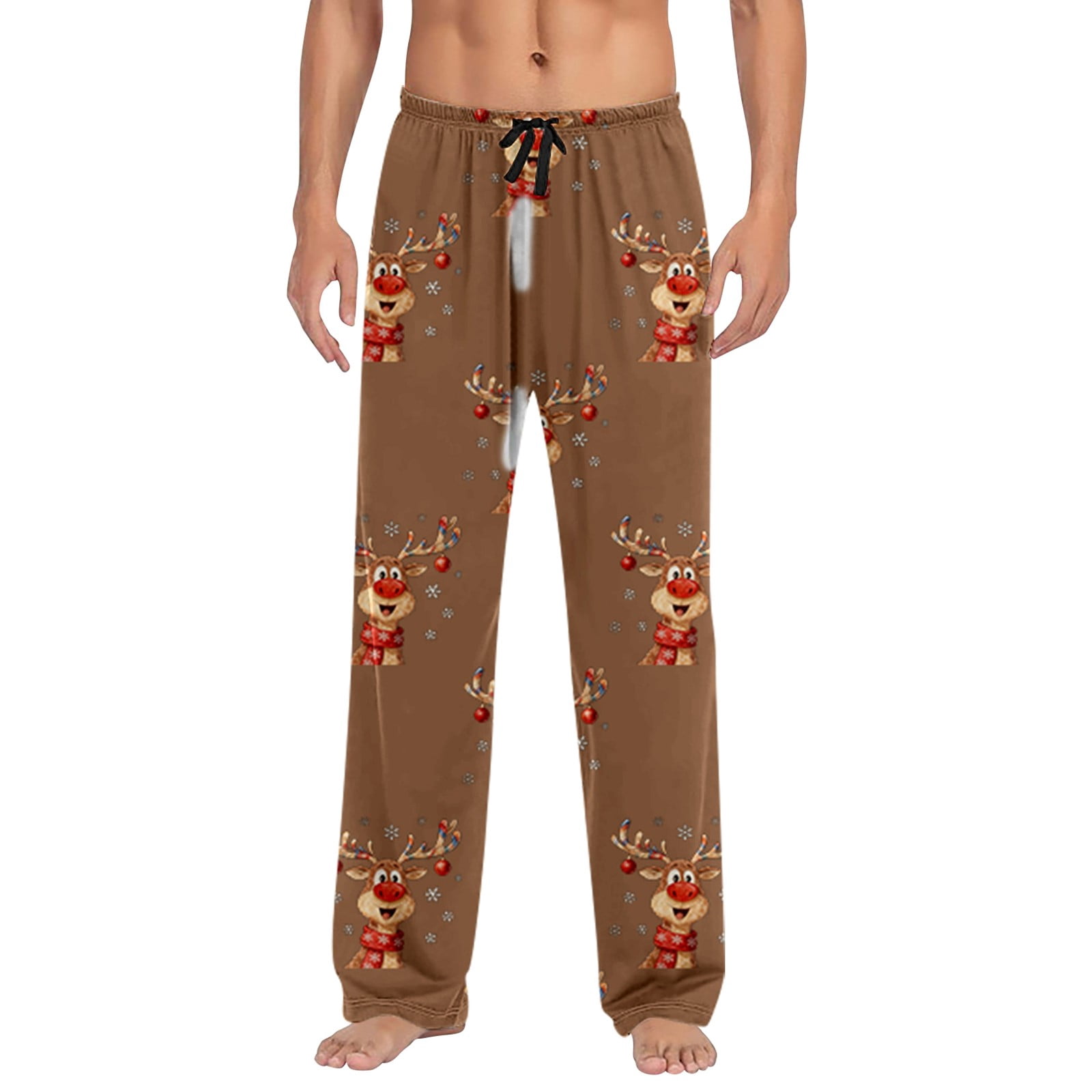 Adeawade Christmas Pants For Men Xmas Cartoon Prints Sleepants Elastic ...