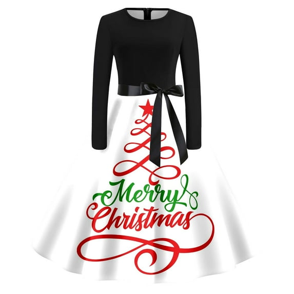 Adeawade Christmas Party Dresses For Women Winter A Line Long Sleeve ...