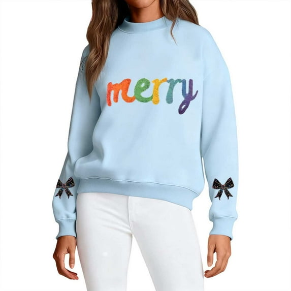 Adeawade Christmas Sweatshirt Womens Long Sleeve Xmas Turtleneck Top ...