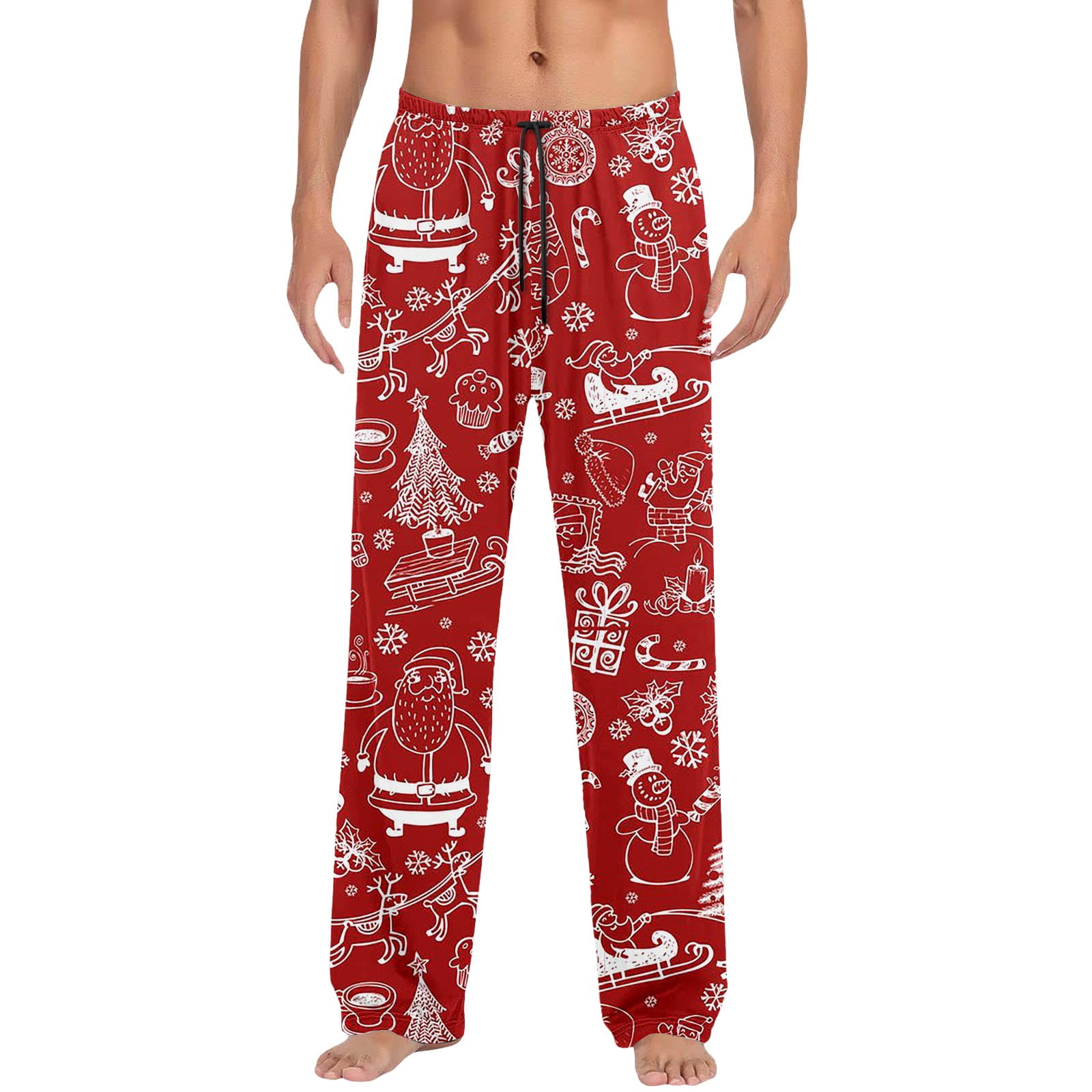 Adeawade Chritsmas Pants For Mens Santa Graphic Xmas Elastic Waist Pj ...