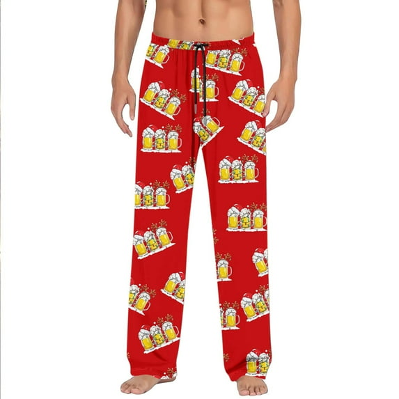 Adeawade Chritsmas Pants For Mens Wide Leg Xmas Pajamas Sleepwear Pants ...