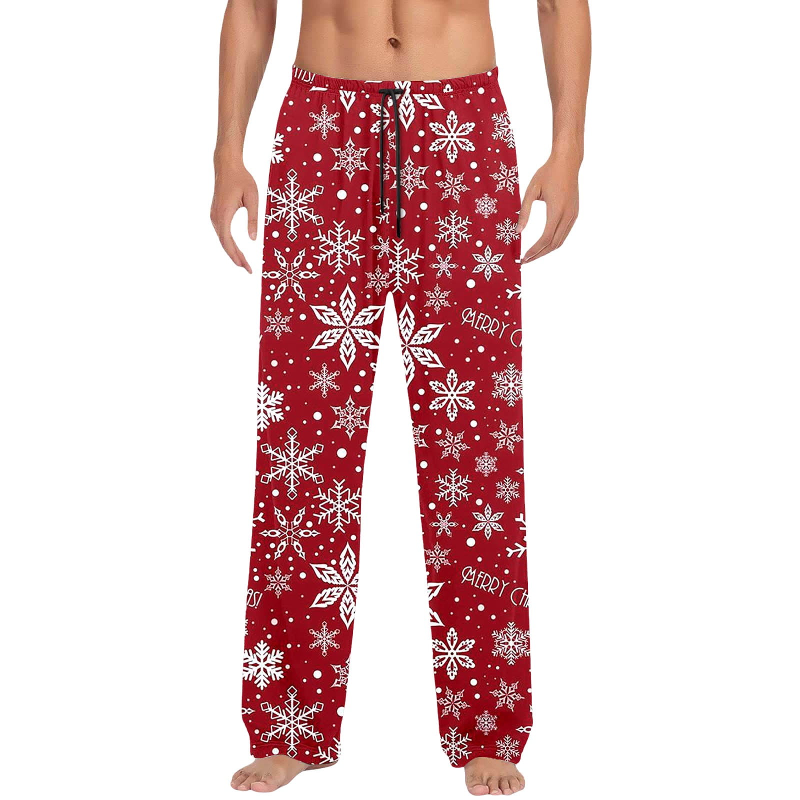 Adeawade Chritsmas Pants For Mens Wide Leg Xmas Pj Bottoms Elastic ...