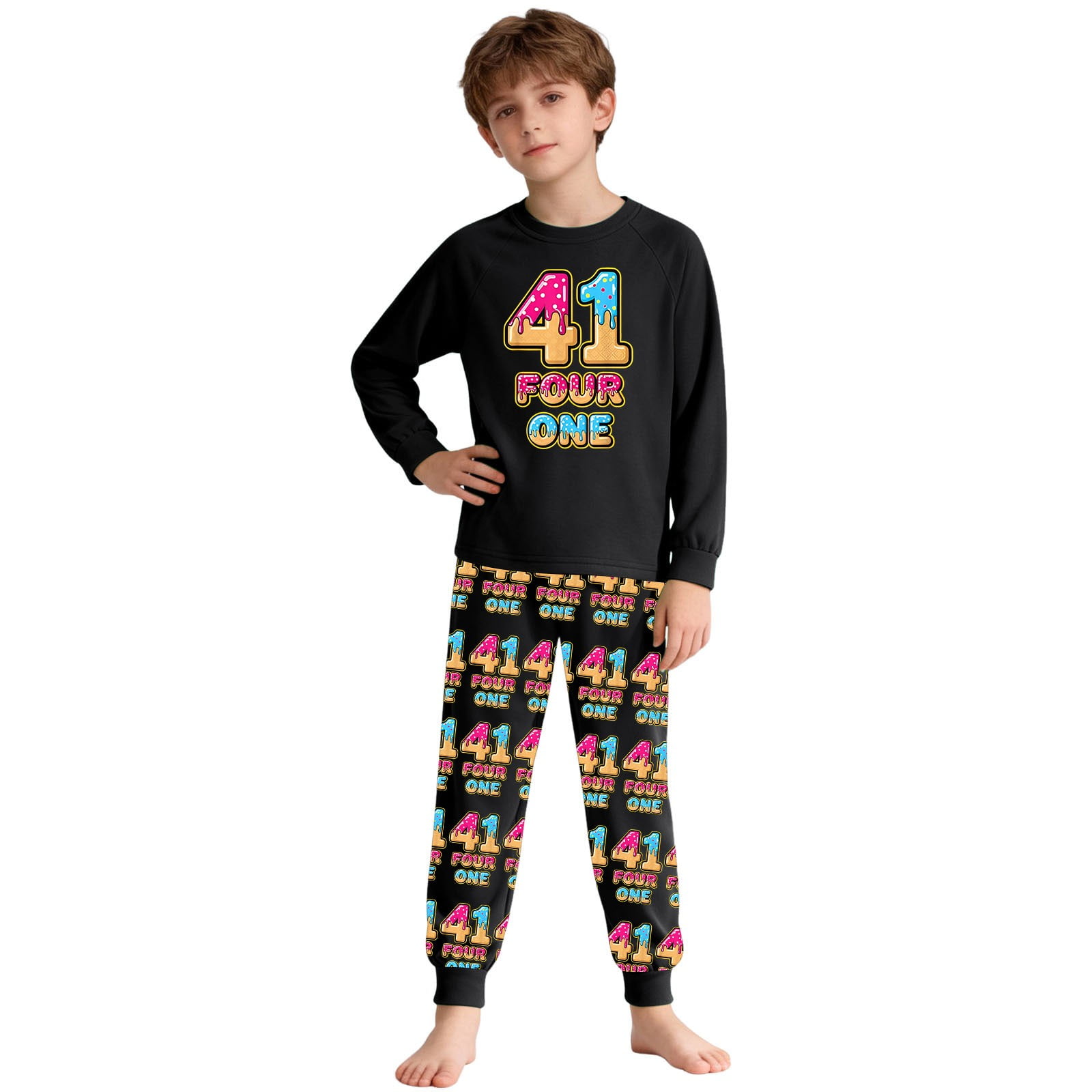 Adeawade Clothes For Boy Long Sleeve Round Neck Ice Print Pajama For ...