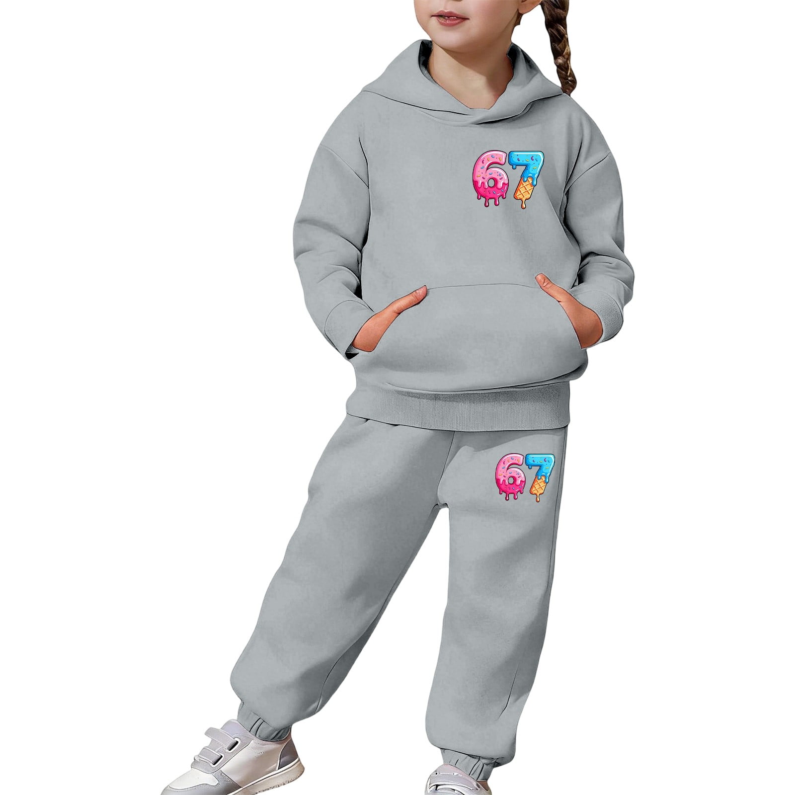 Adeawade Clothes For Girl Round Neck Long Sleeve Hoodie And Joggers ...