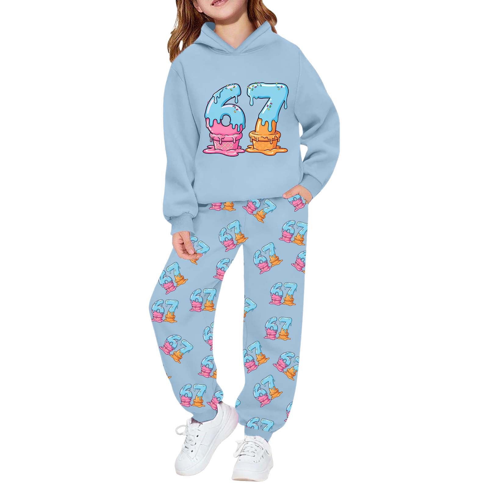 Adeawade Clothes For Girls Round Neck Long Sleeve Hoodie And Jogger ...