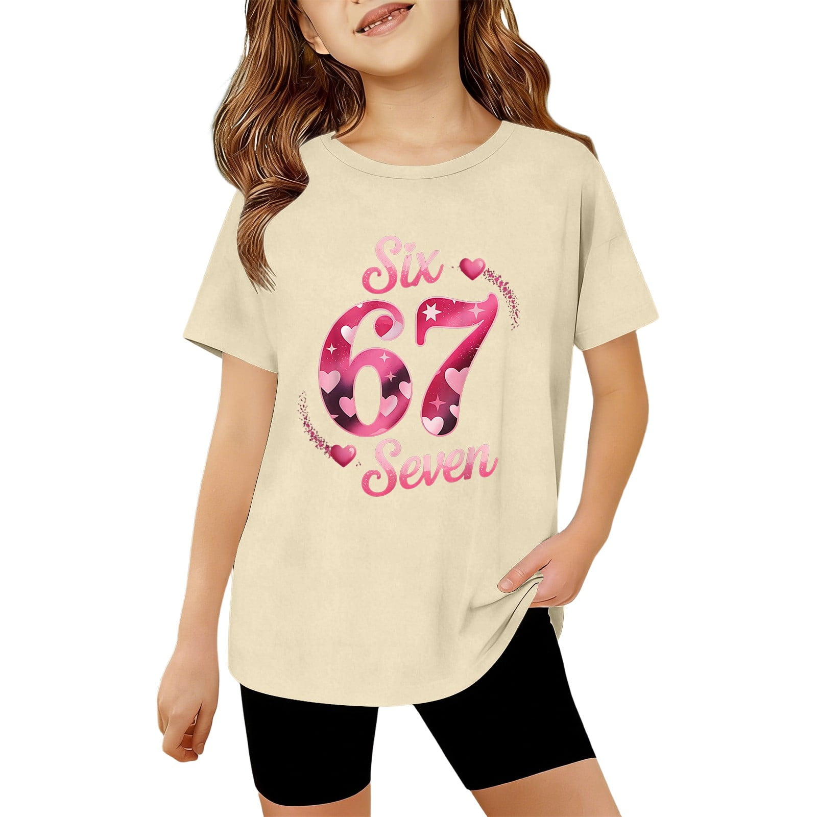 Adeawade Clothes For Girls Short Sleeve Blouse Grahic Prints T Shirt O ...