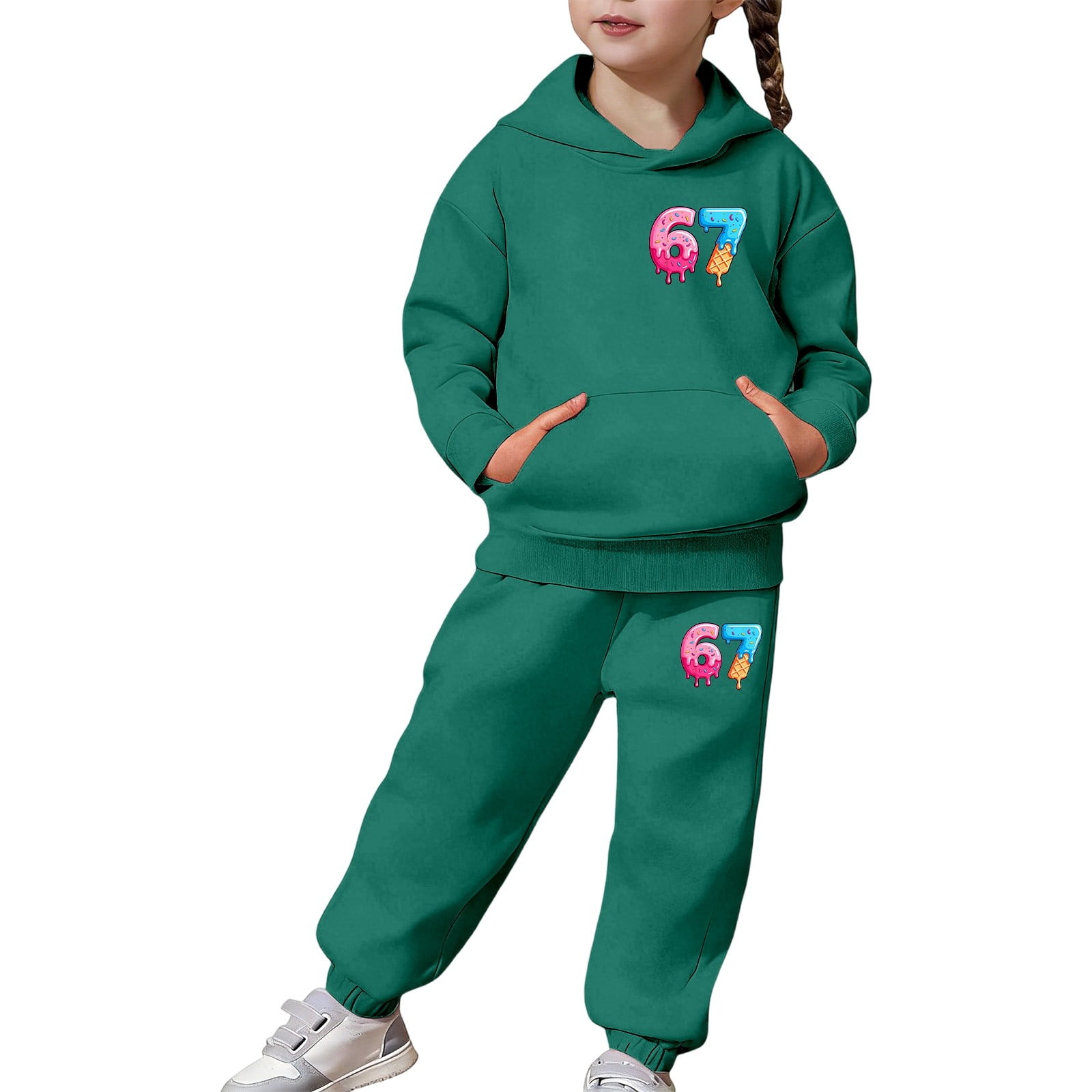 Adeawade Clothes For Girls Round Neck Long Sleeve Hoodie And Joggers ...