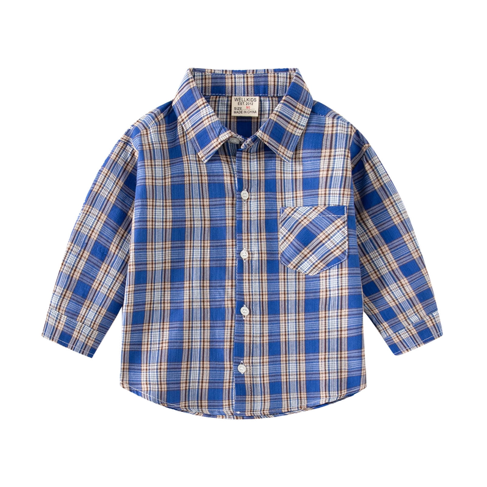 Adeawade Cute Tops For Boys 4-5 Years Long Sleeve Plaid Shirt Lapel ...