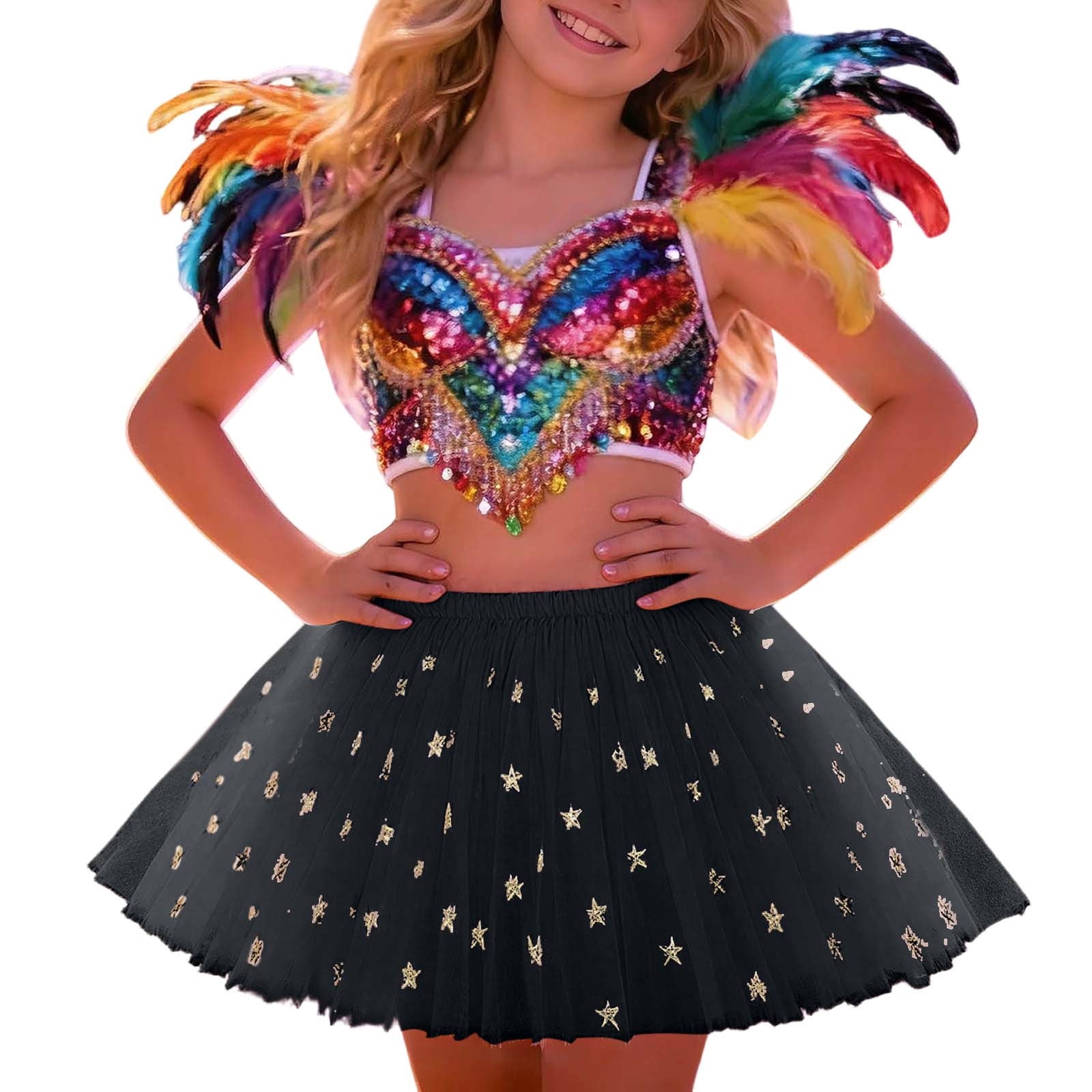 Adeawade Dresses For Girls 6-7 Years Solid Color Dance Party Skirt ...