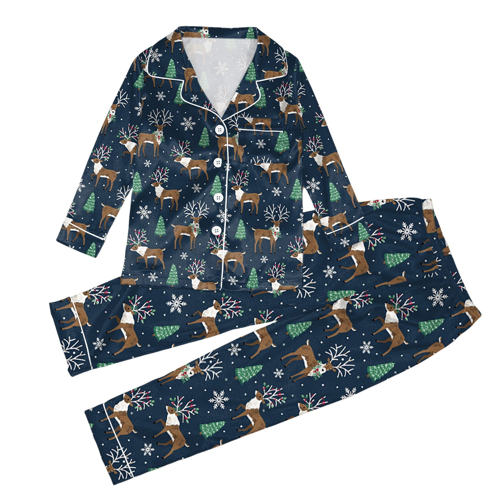 Adeawade Family Christmas Pajamas Matching Sets Kids Satin Silk Button ...