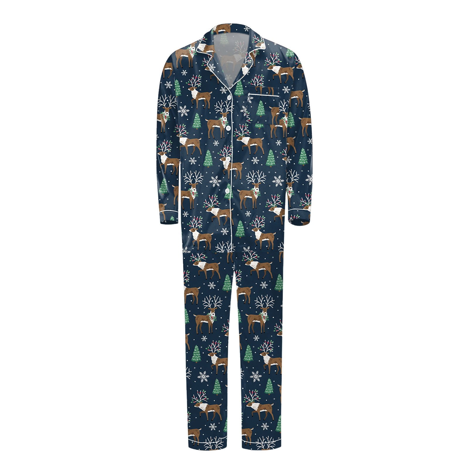 Adeawade Family Christmas Pajamas Matching Sets Men Satin Silk Button ...